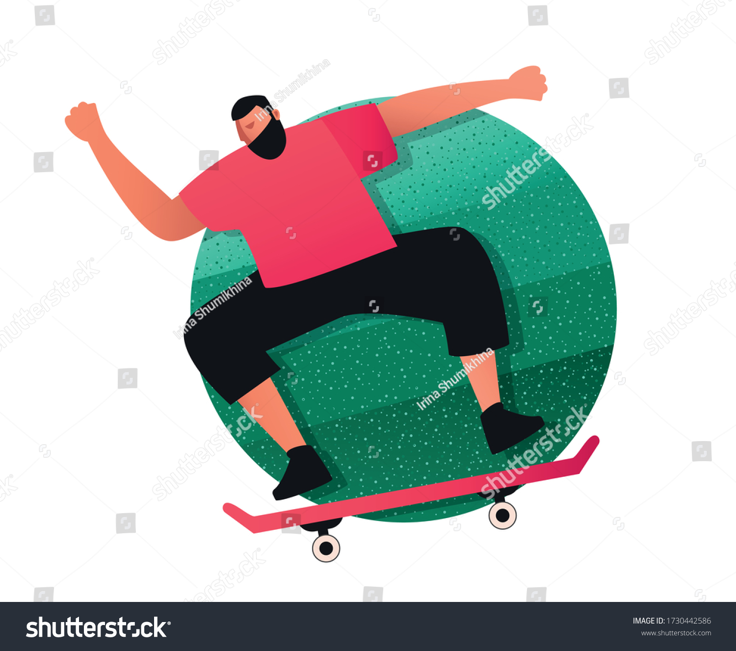 A sporty man rides a skateboard. Summer activities in the fresh air ...