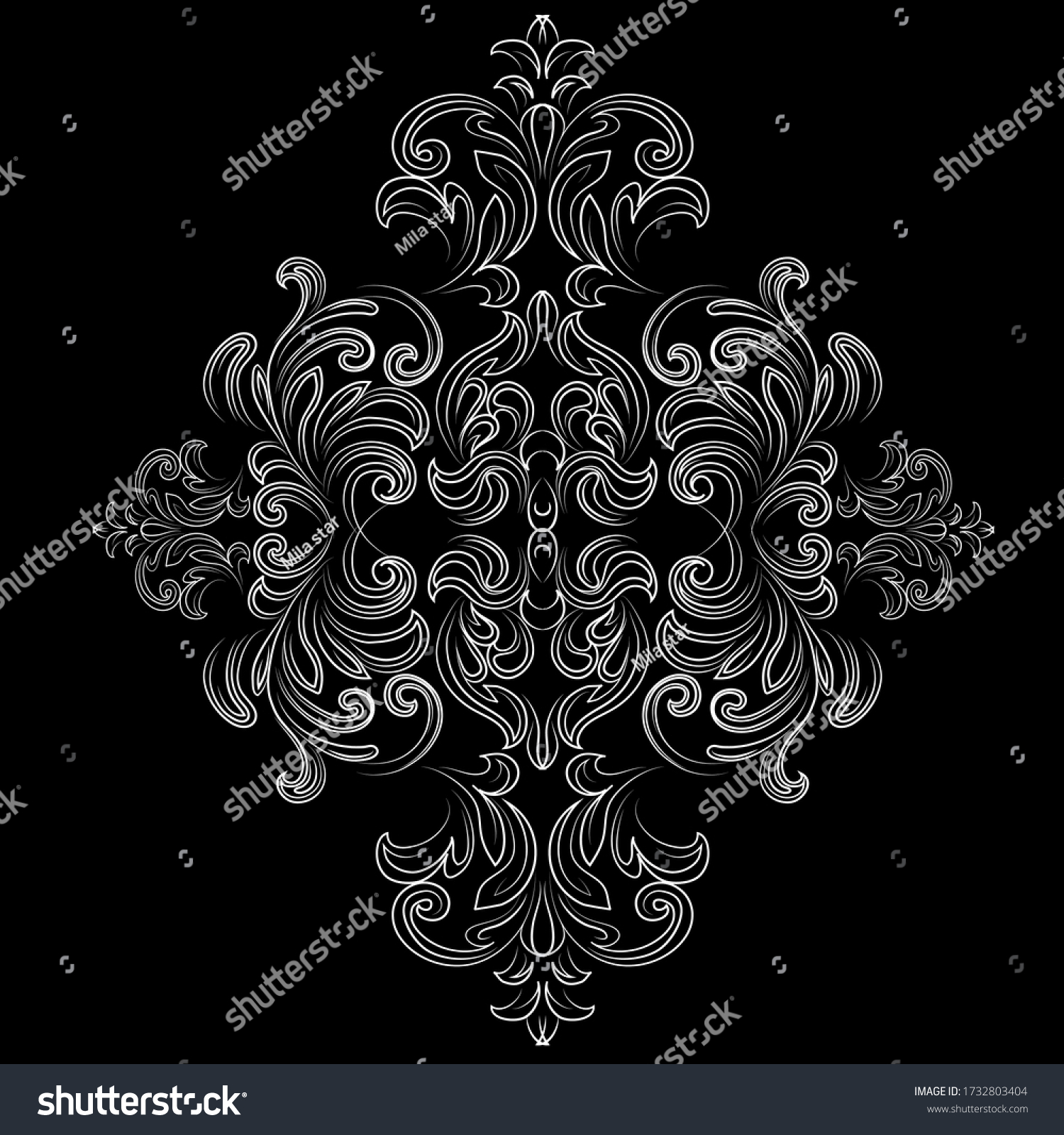 Damask white and black ornament.Traditional vector pattern.Decorative ...