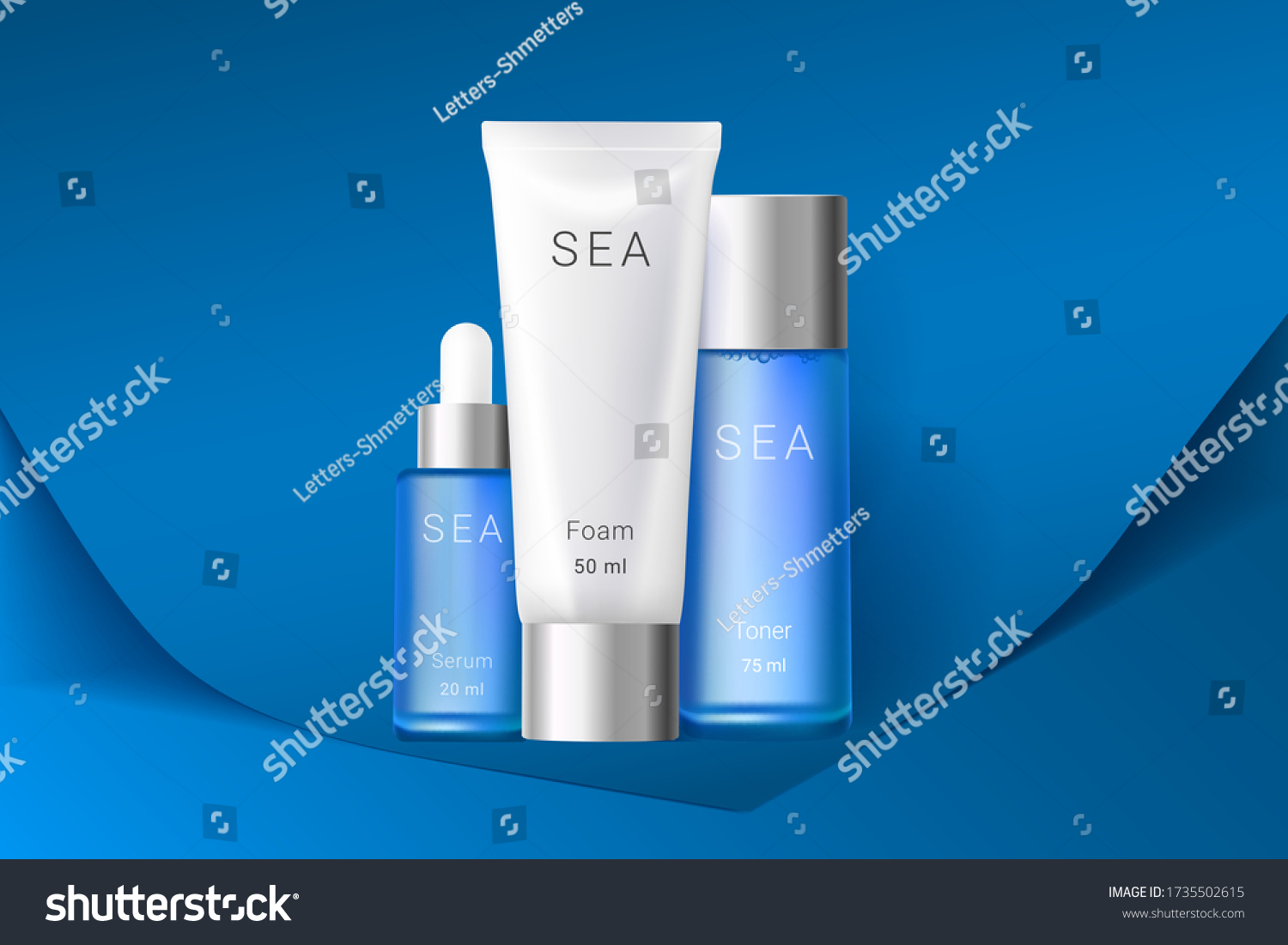 Cosmetic essence foam and toner boxes. Premium ads. Skin cream bottle ...