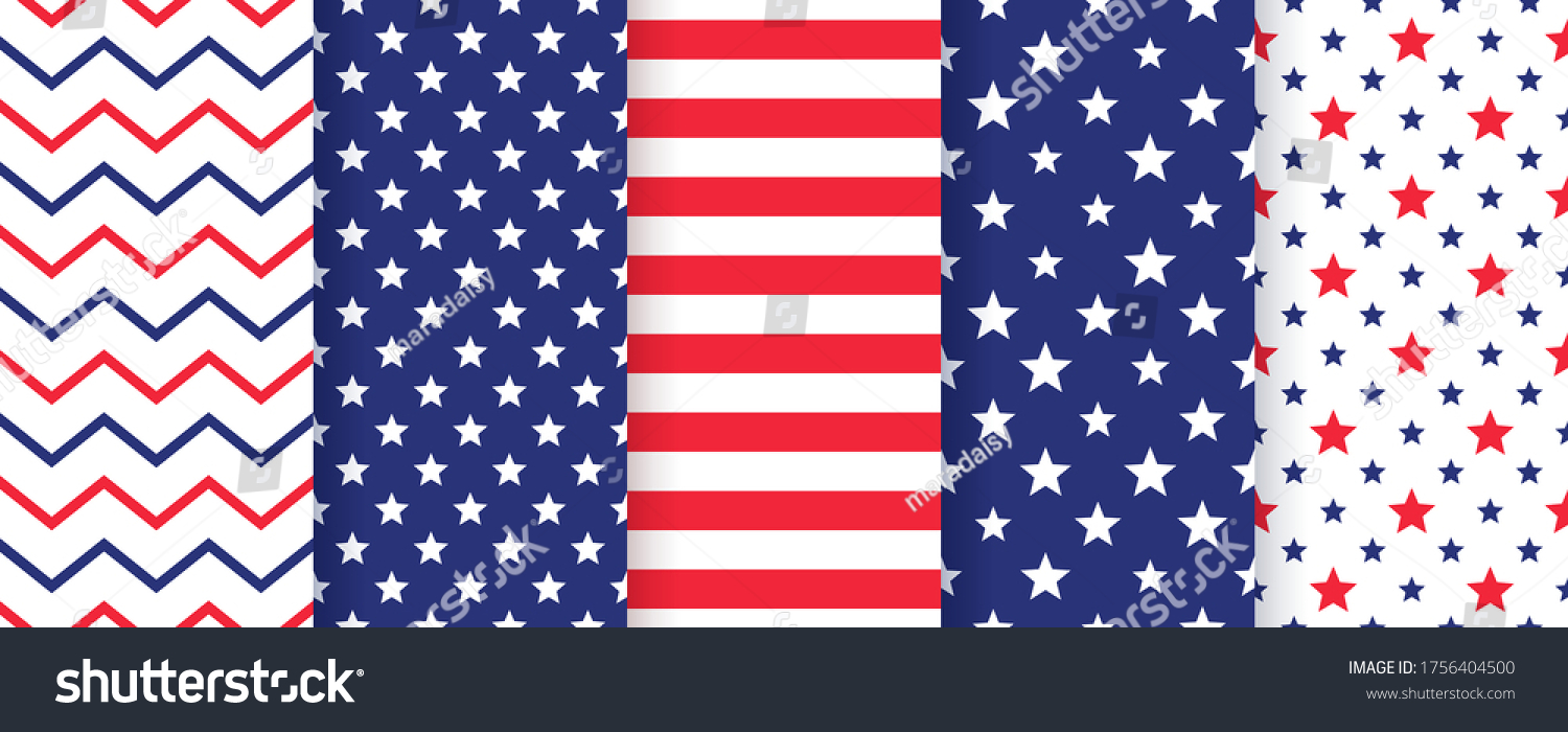 4th July seamless pattern. American patriotic prints. Vector. Happy ...