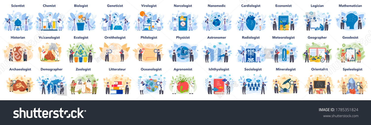 Big scientist profession concept illustration. Idea of scientific ...