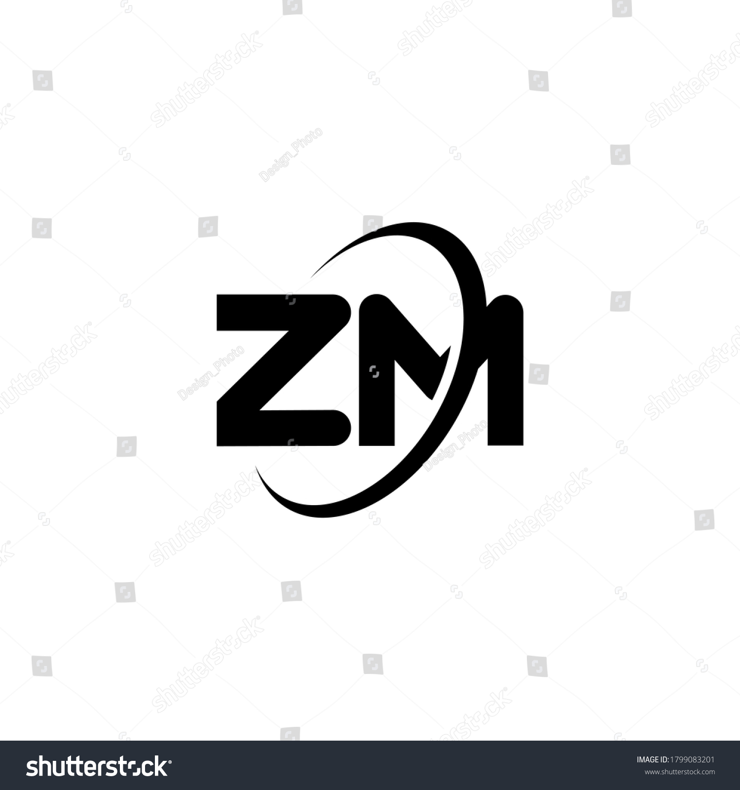 ZM Z M letter logo design. Initial letter ZM linked circle uppercase ...