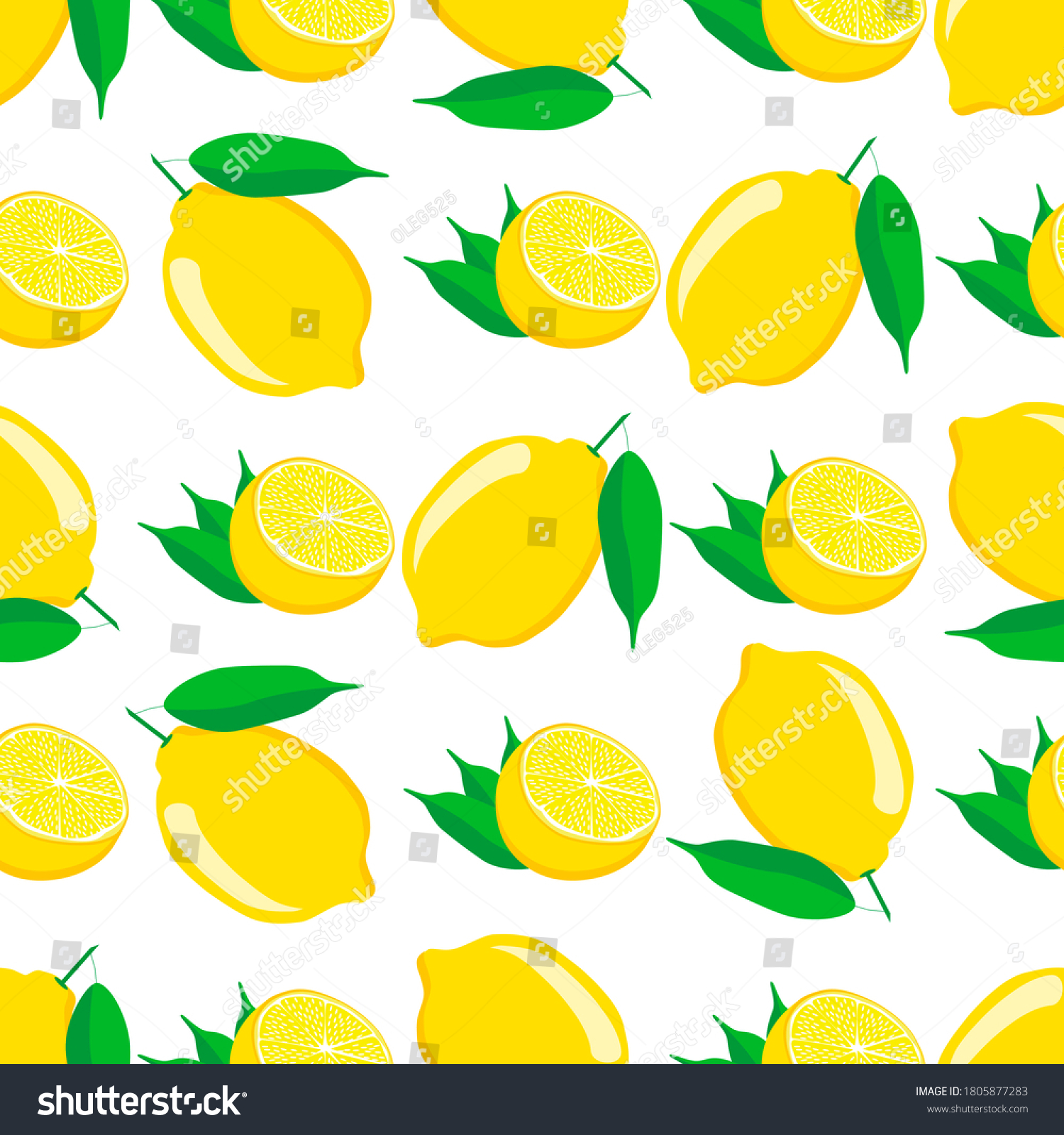 Illustration on theme big colored seamless yellow lemon bright fruit pattern for seal. Fruit ...