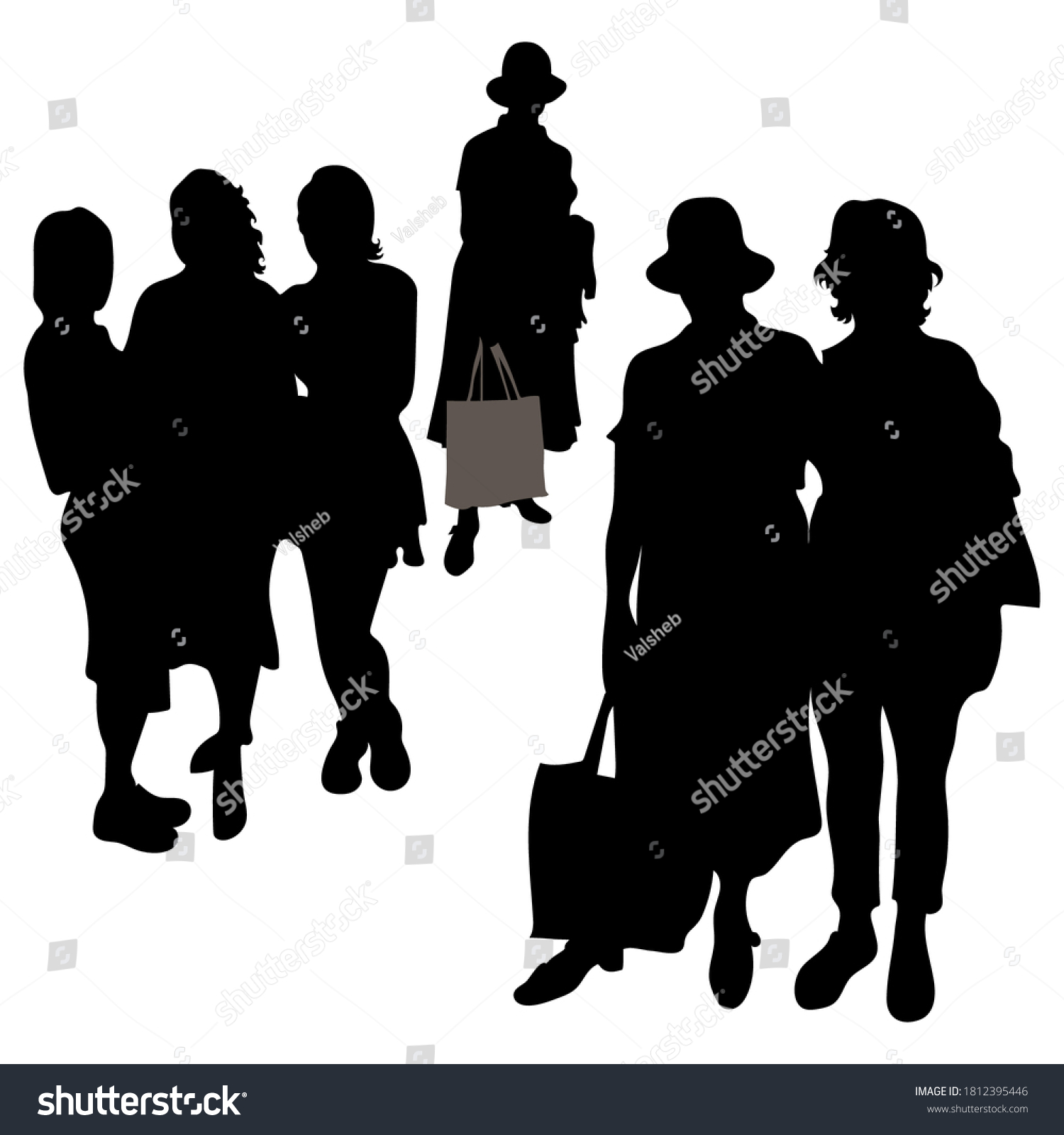 Womens vector silhouettes. Ladies of different ages. A stately woman ...