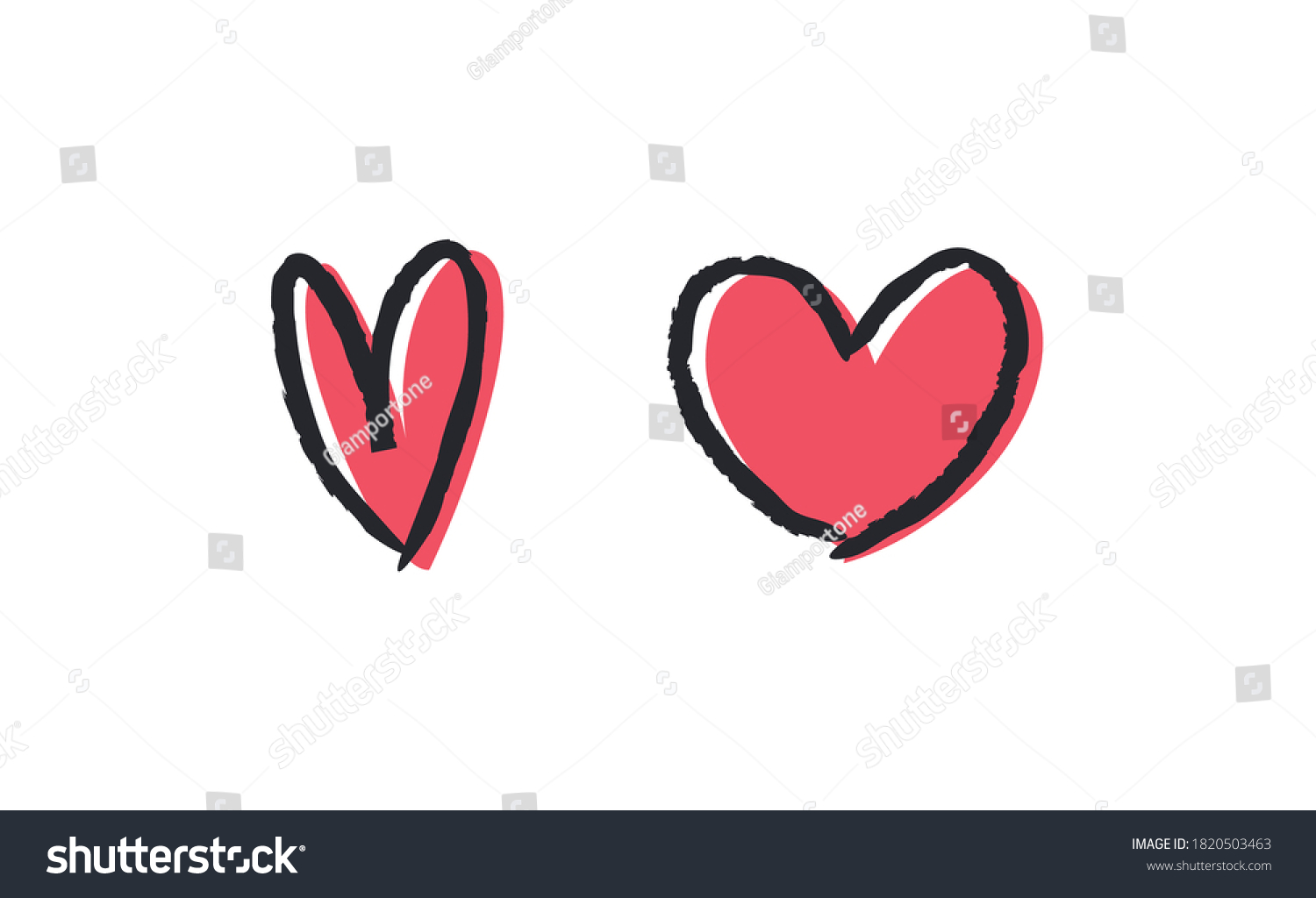 Hand drawn hearts love icon symbols. Heart doodles. Hand drawn ...