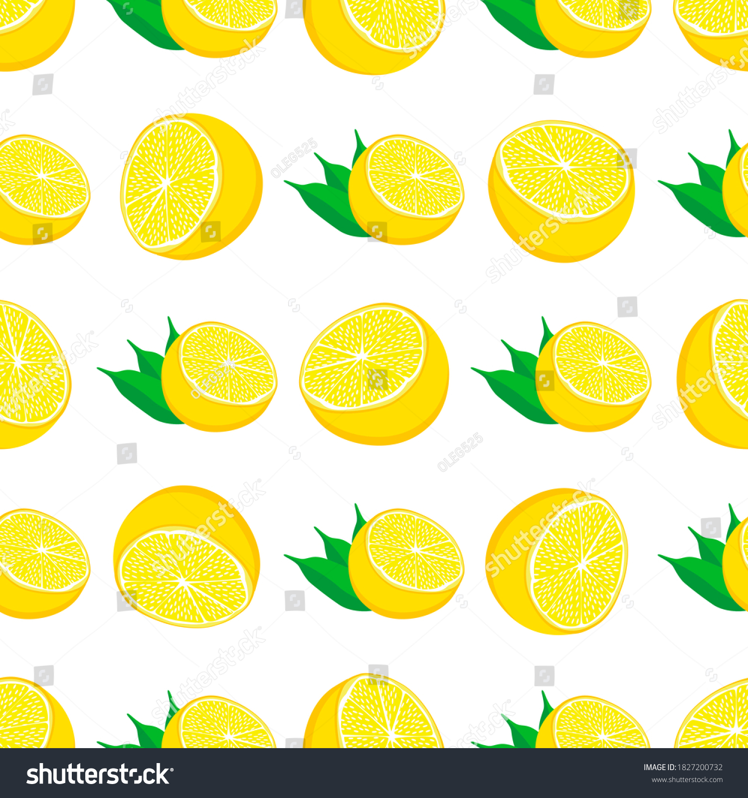 Illustration on theme big colored seamless yellow lemon bright fruit pattern for seal. Fruit ...