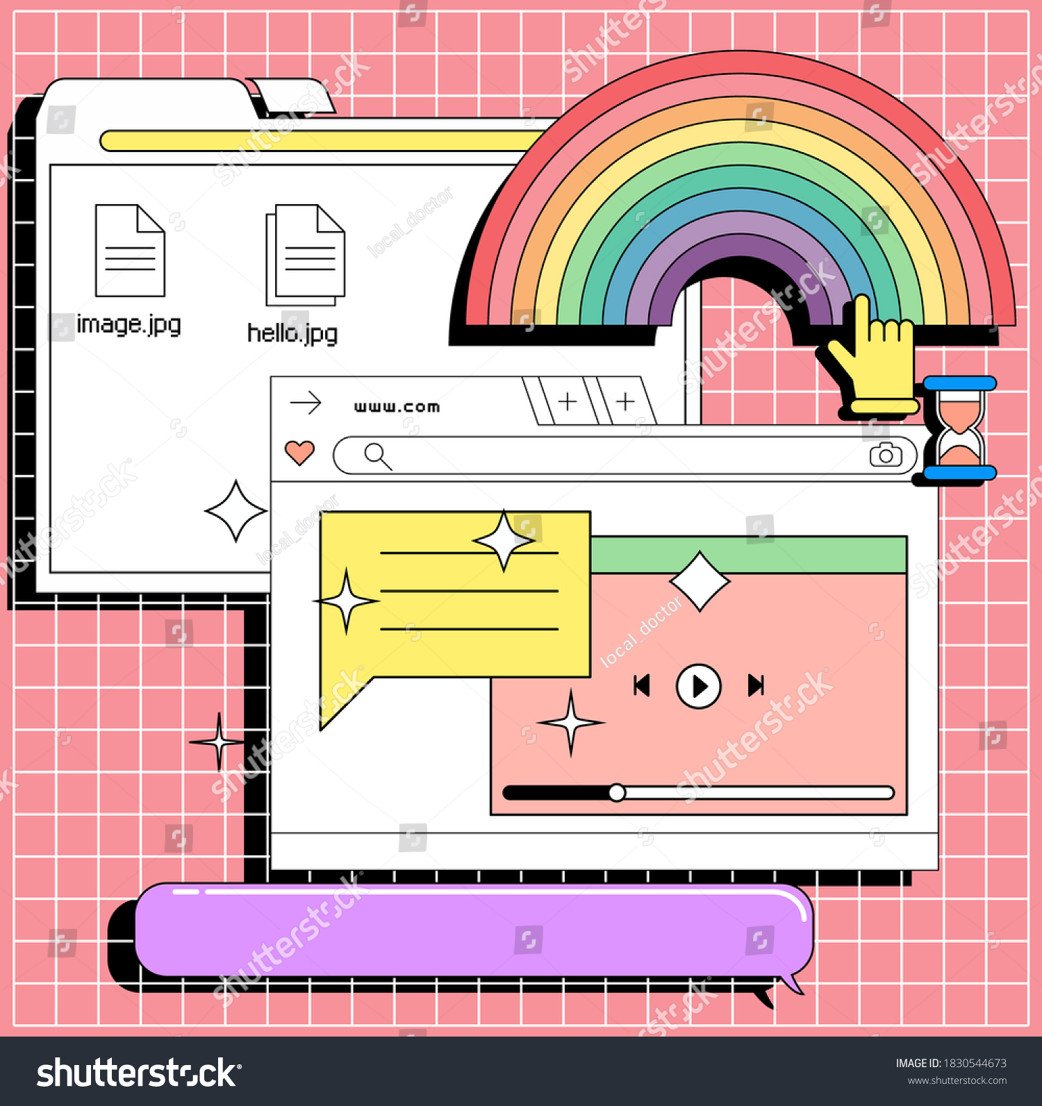 Cover for UI and UX web design theme with collage of user interface ...