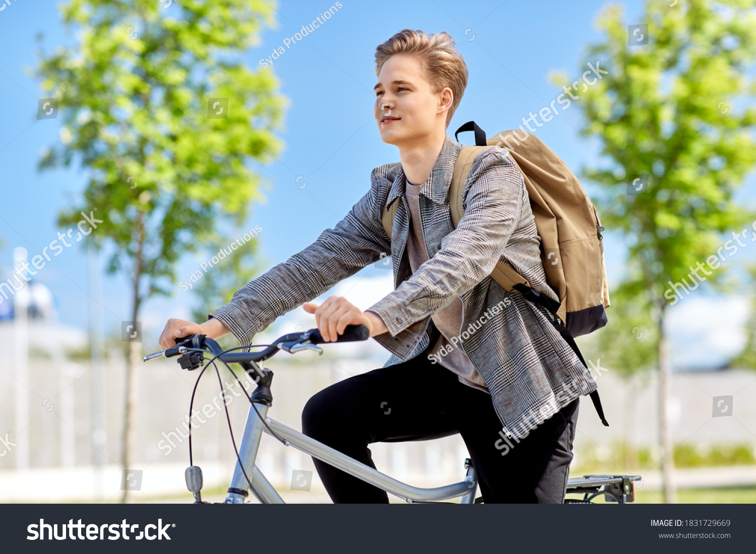 lifestyle transport and people concept - young man or teenage boy with ...