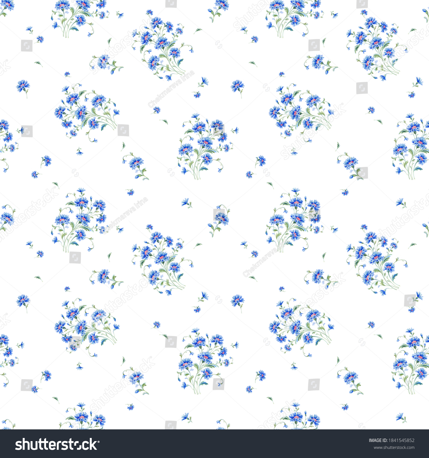 Abstract seamless pattern lovely flowers drawn on paper paints ...