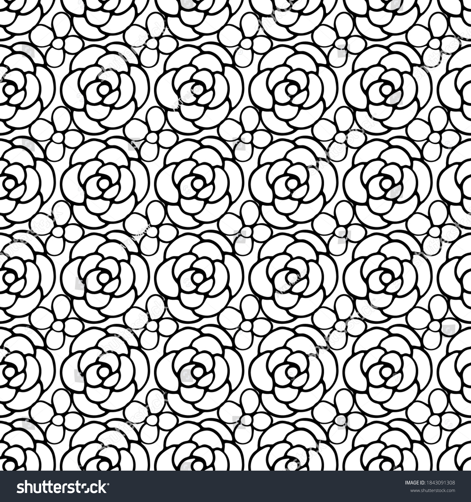 Creative flower pattern. Seamless pattern with hand-drawn ink flowers ...