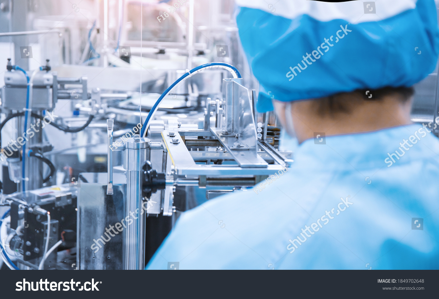 Industrial machinery in manufacture plant or factory with machine ...