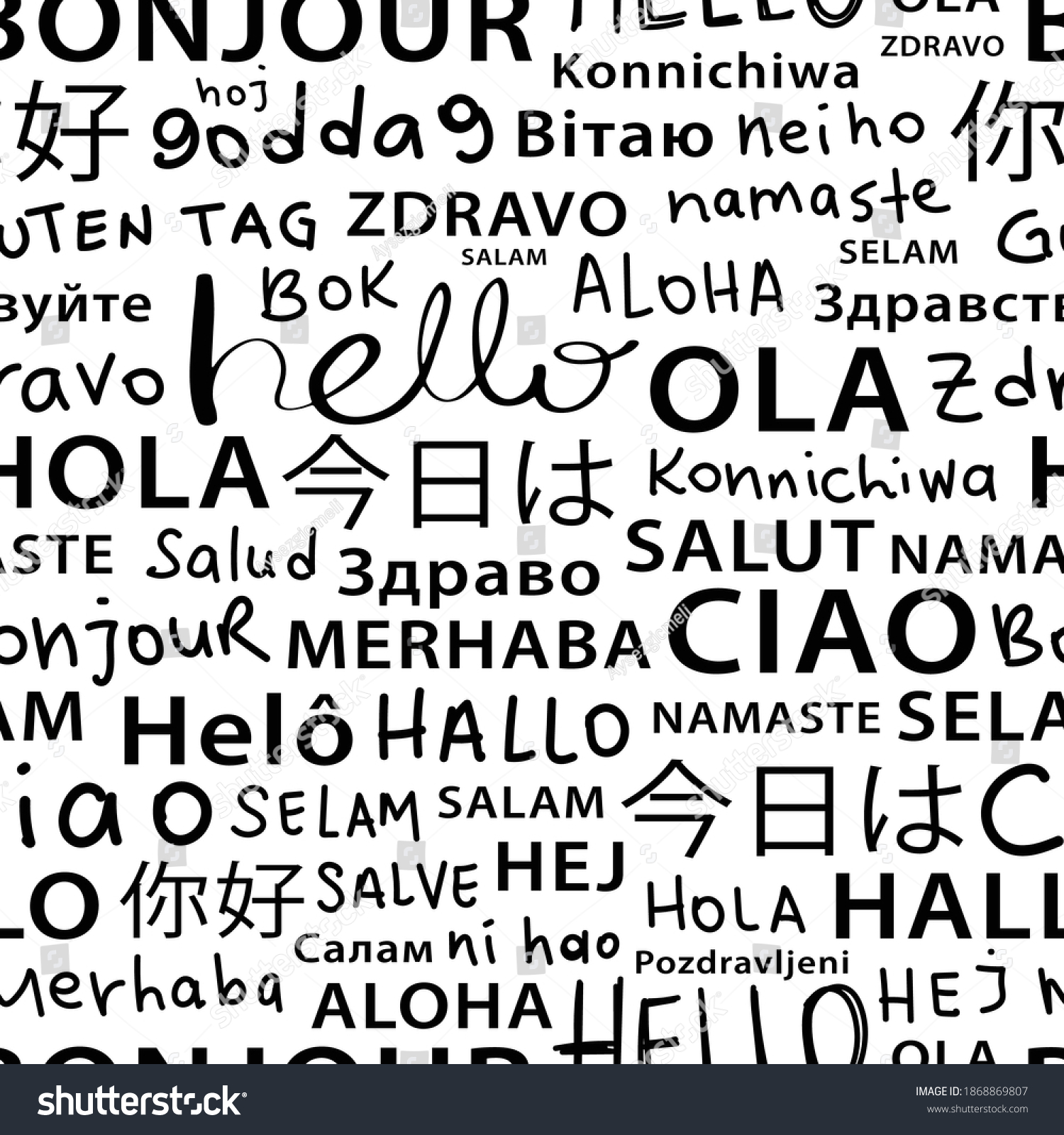 Hello in different languages seamless pattern repeating texture ...