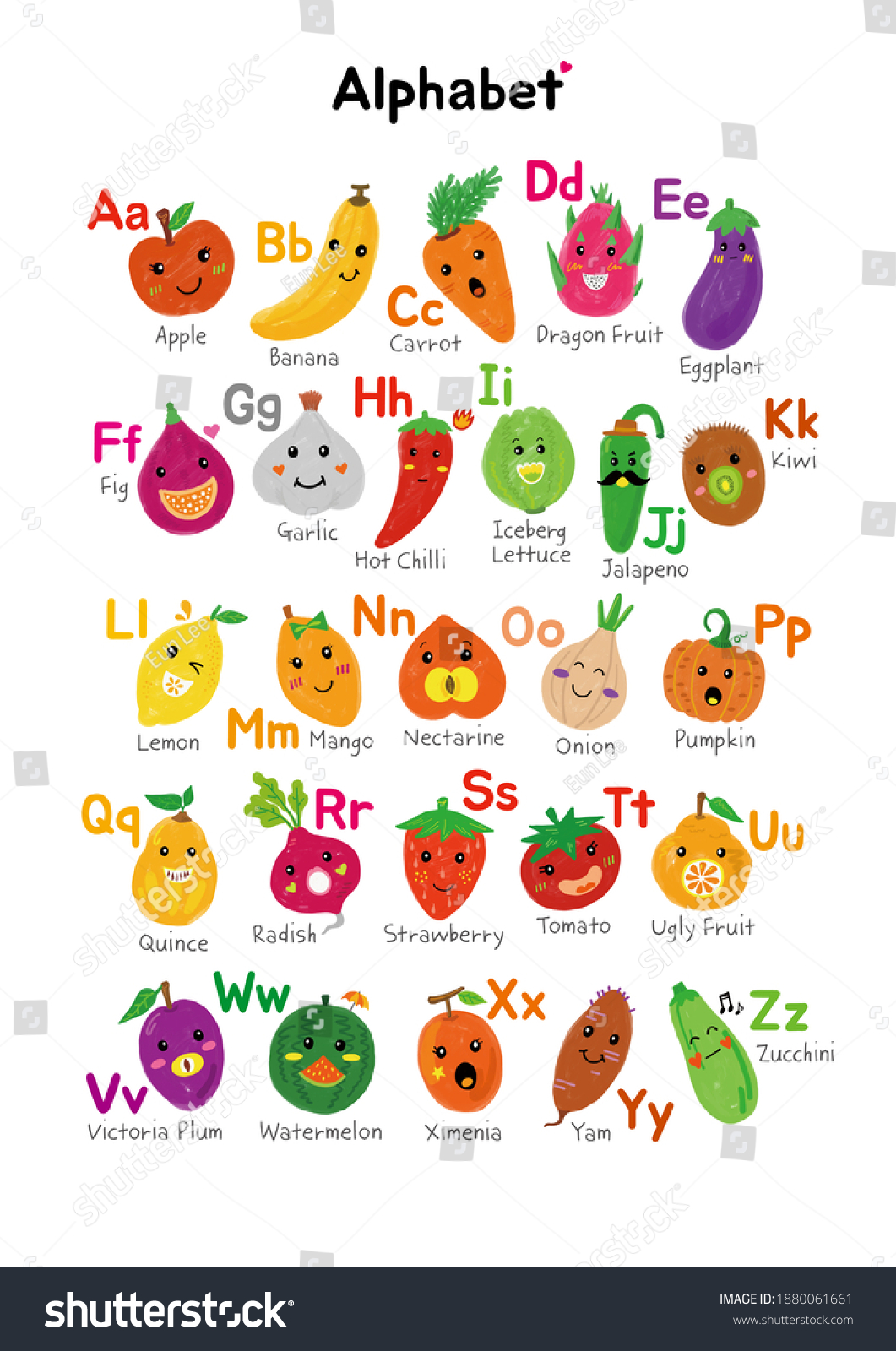 Alphabet Poster - Fruits and Vegetables_站酷海洛_正版图片_视频_字体_音乐素材交易平台_站酷旗下品牌