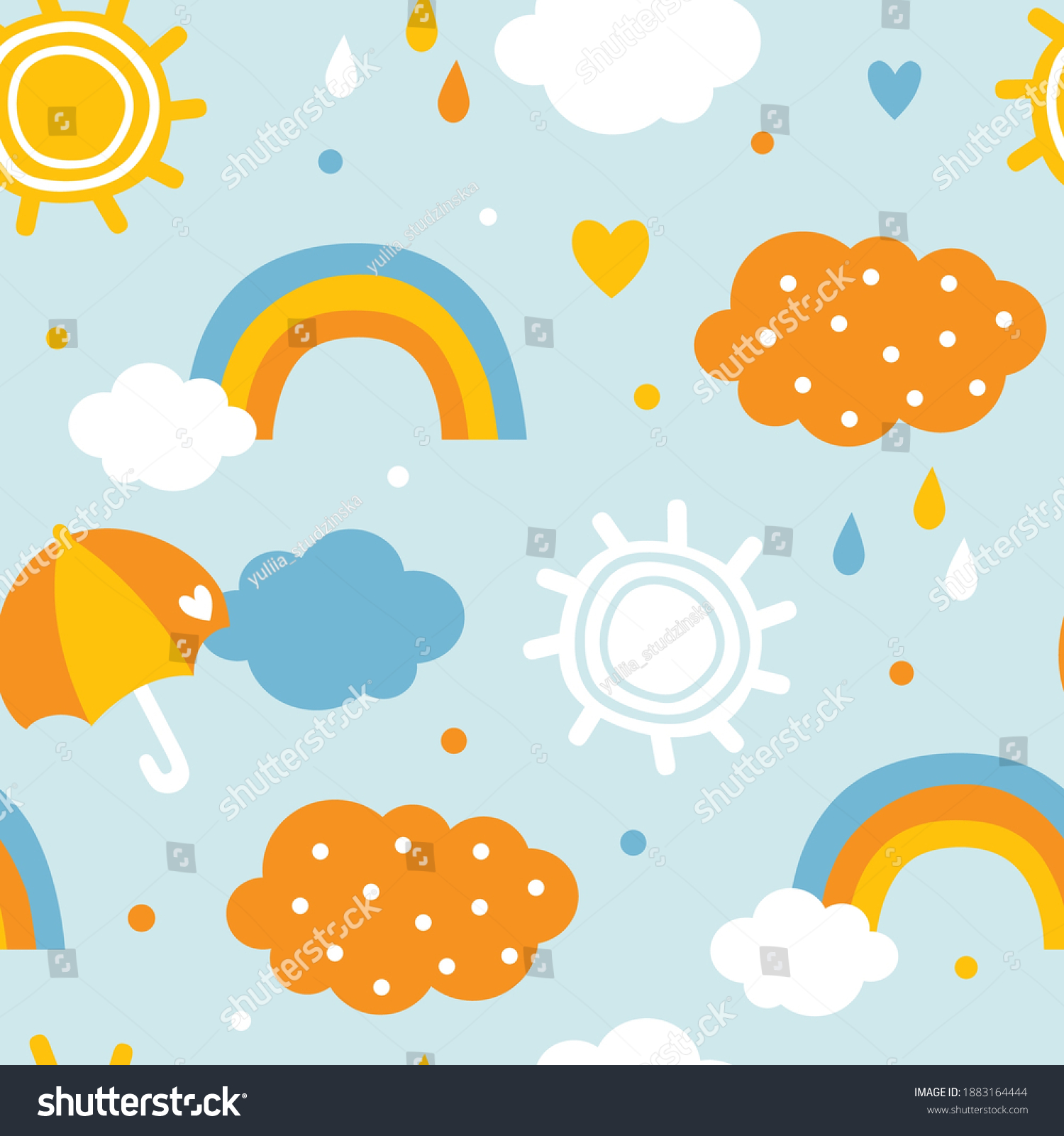 Vector seamless pattern with weather seasonal pattern with colorful ...