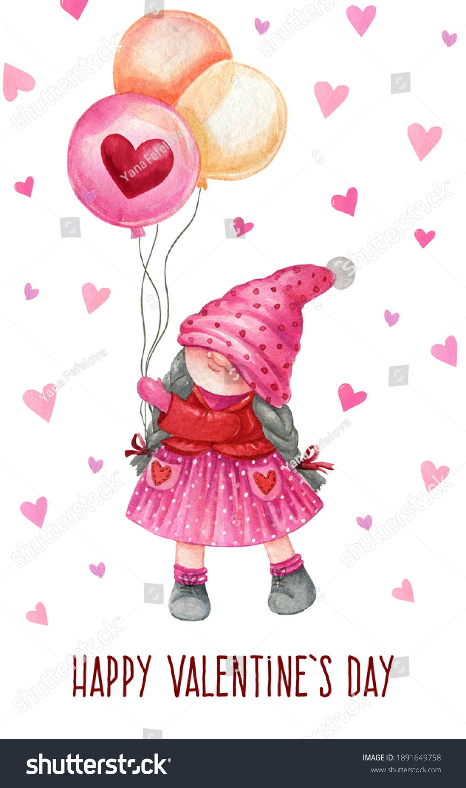 Watercolor Valentine gnome clipart love Nordic gnome Scandinavian gnome ...