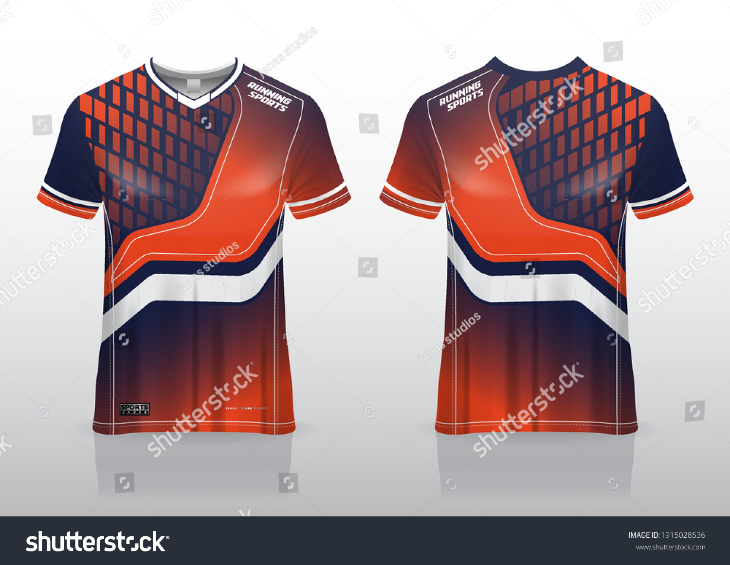 jersey design for running uniform in front view back view. Shirt mock ...