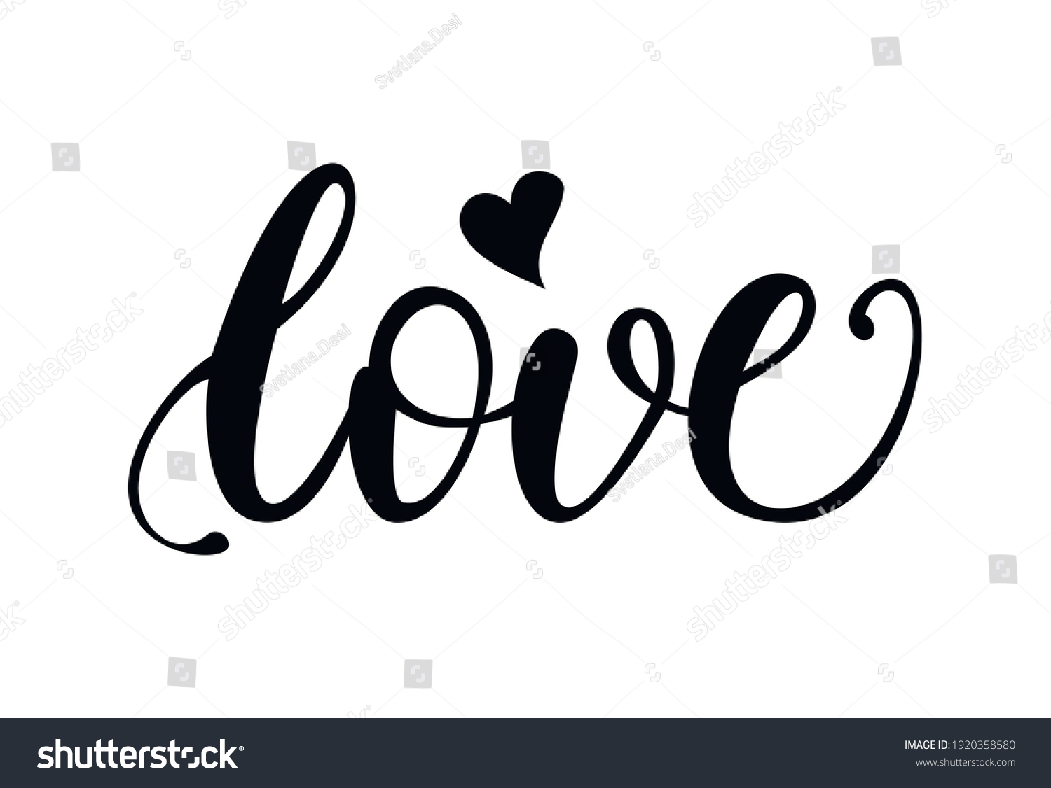 Vector inscription in English "Love". Valentine's Day. Beautiful ...