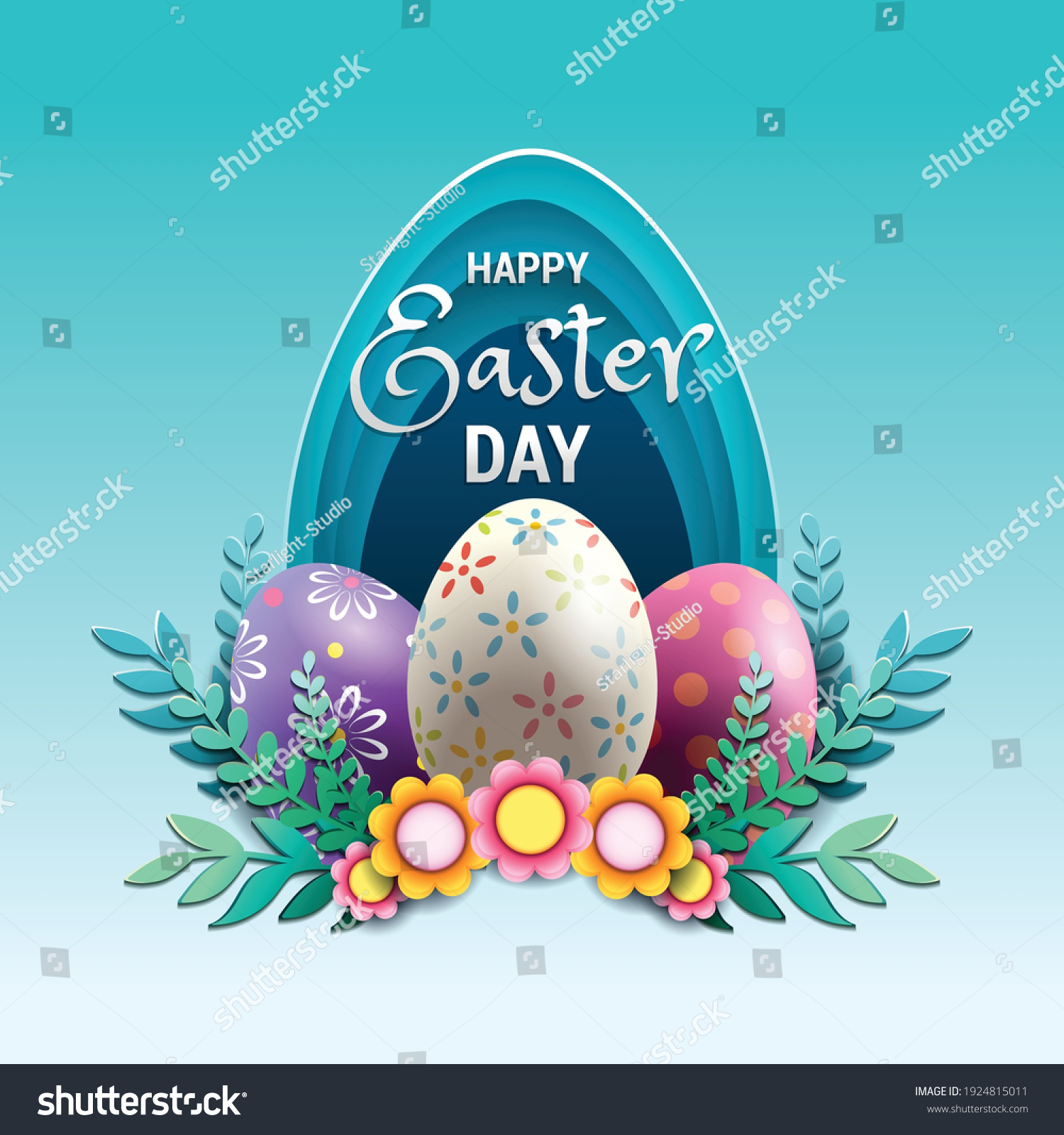 Easter eggs vector illustration. Happy Easter day vector illustration_站 ...
