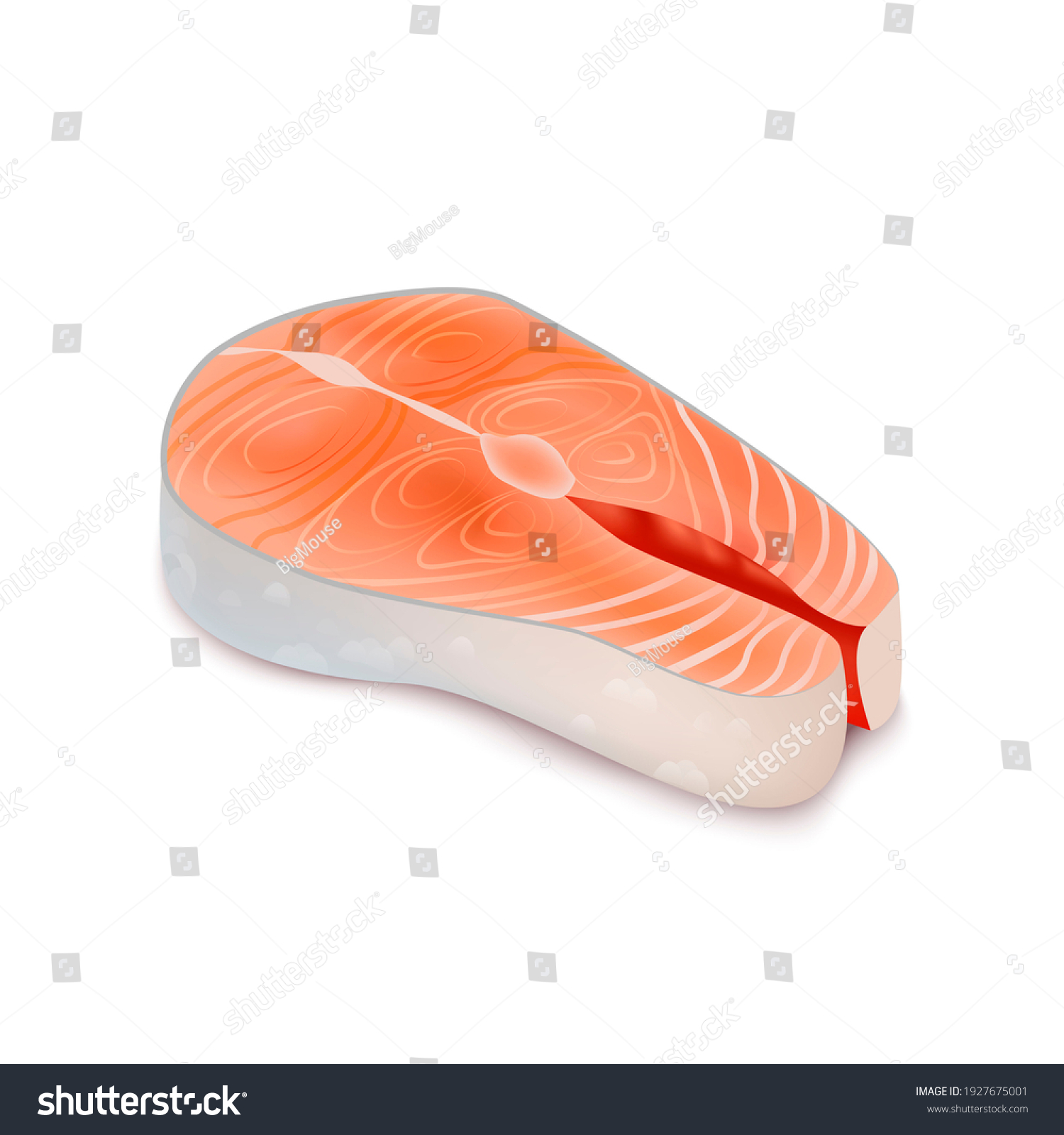 Realistic Detailed 3d Steak of Red Fish Seafood Healthy Nutrition ...