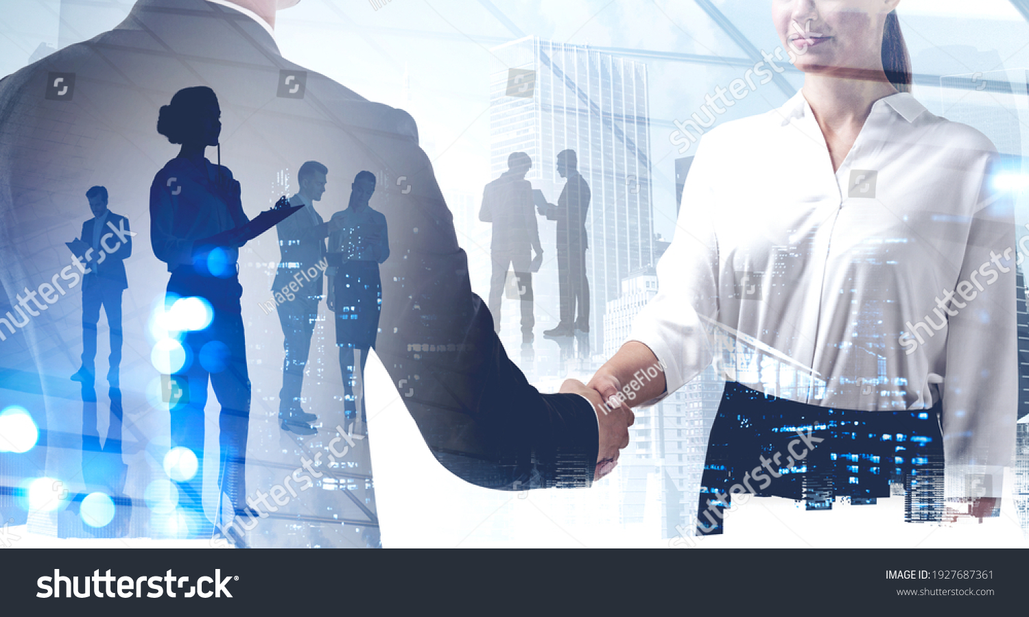 Handshake of businessman and businesswoman in formal clothes ...