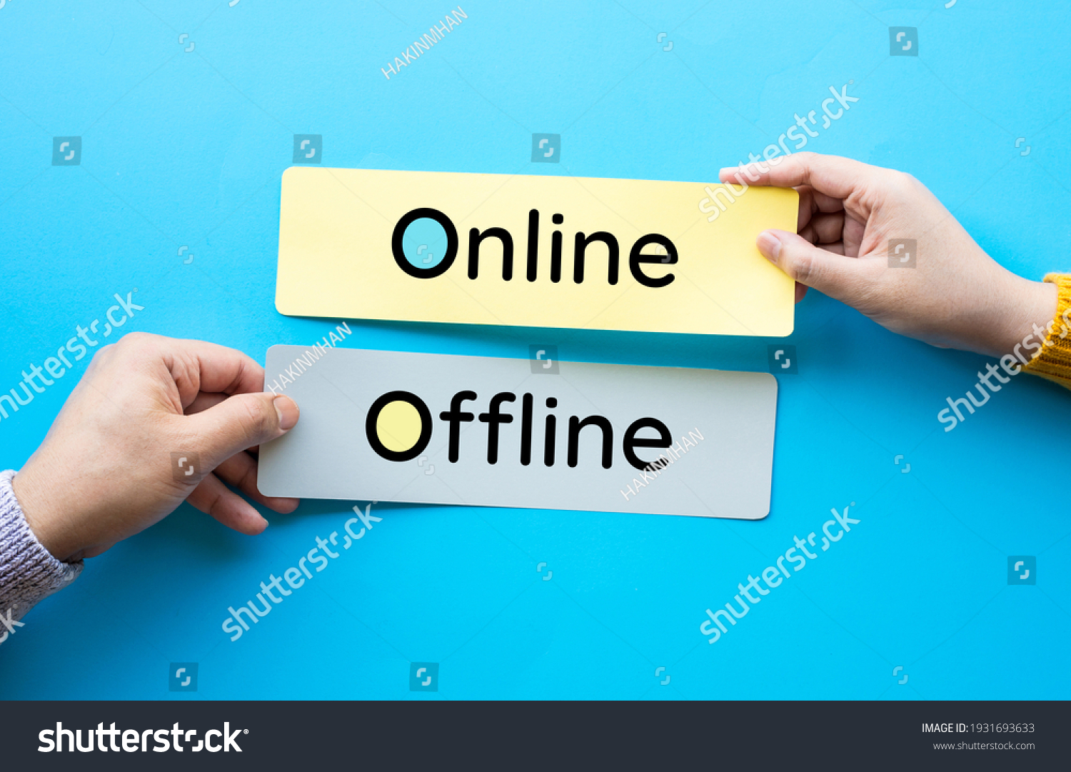 Online and offline for business marketing concepts. communication and ...