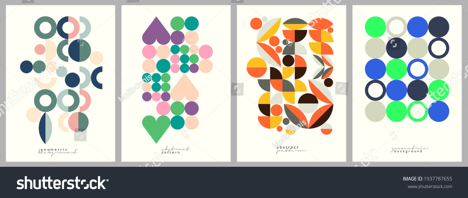 Vector geometric abstract illustrations. Minimalistic backgrounds. A ...