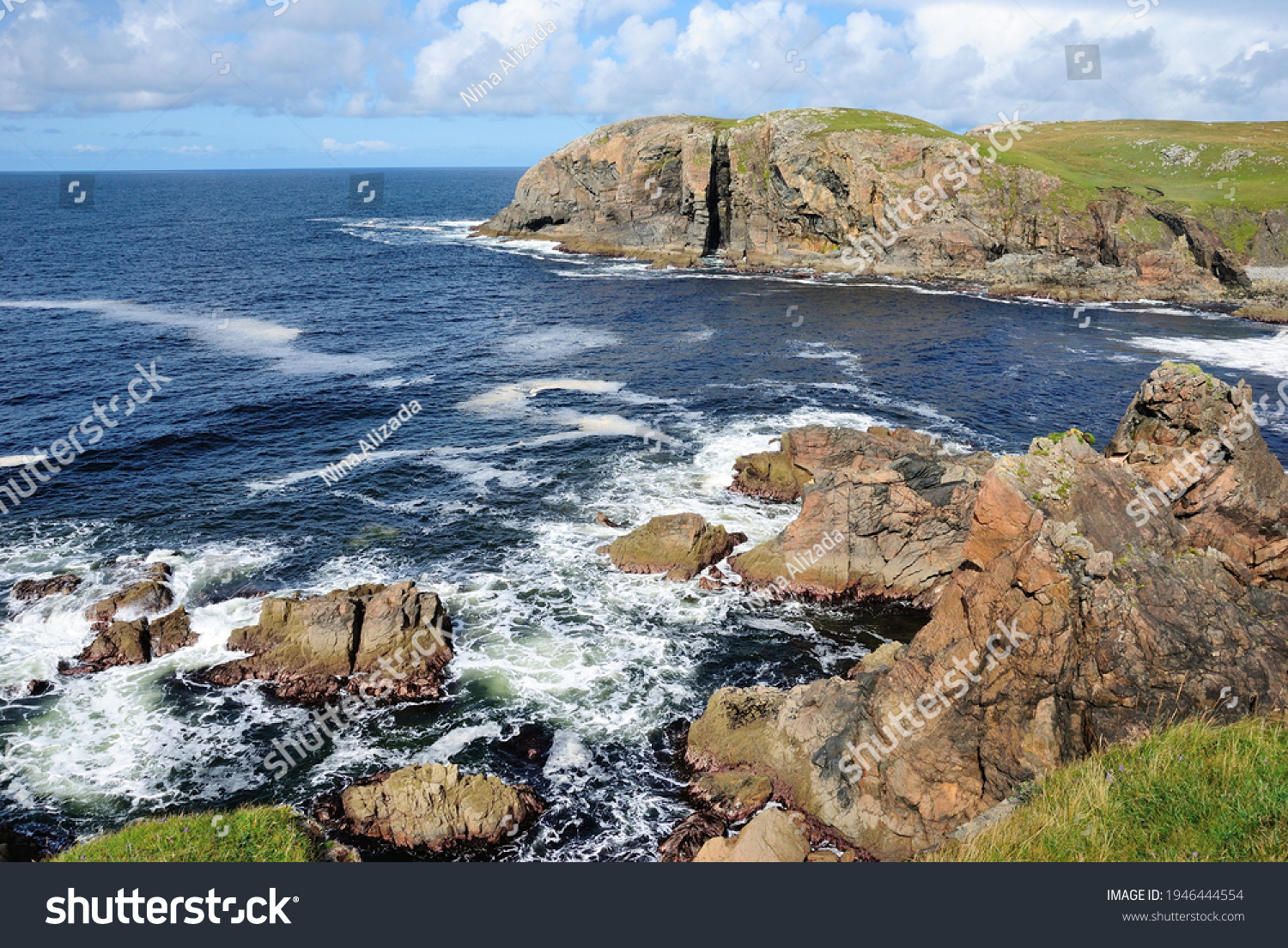 Dramatic seascape and the shores of Lewis and Harris Scottish island in ...