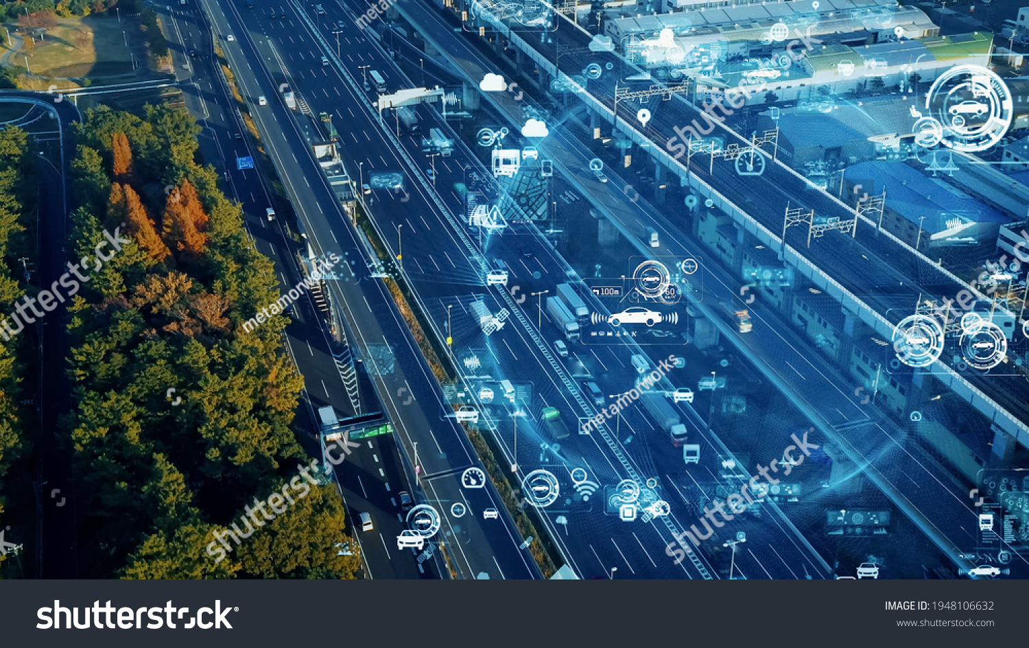 Transportation and technology concept. ITS (Intelligent Transport ...