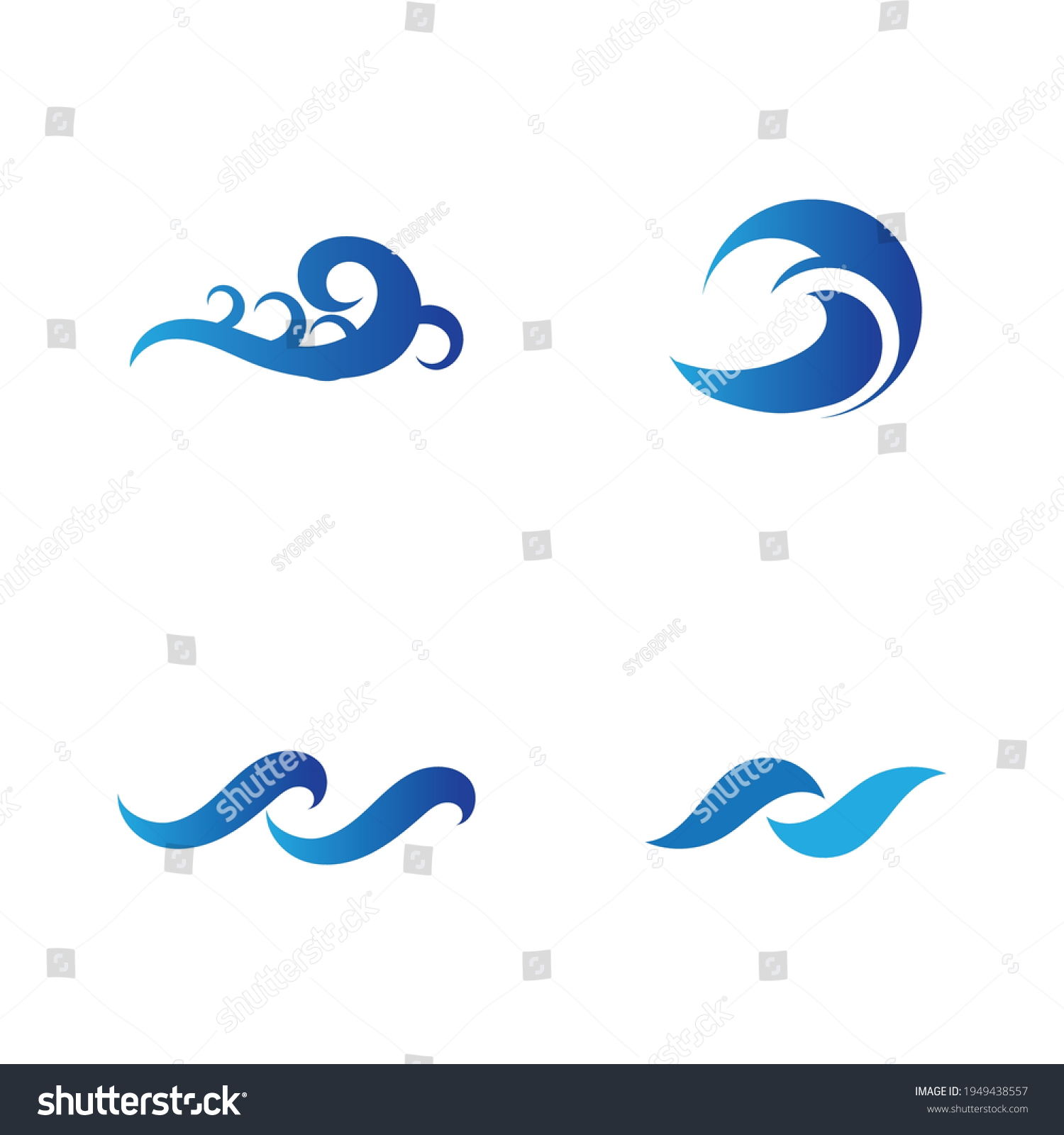set of ocean wave water logo vector illustration sesign template_站酷海洛 ...