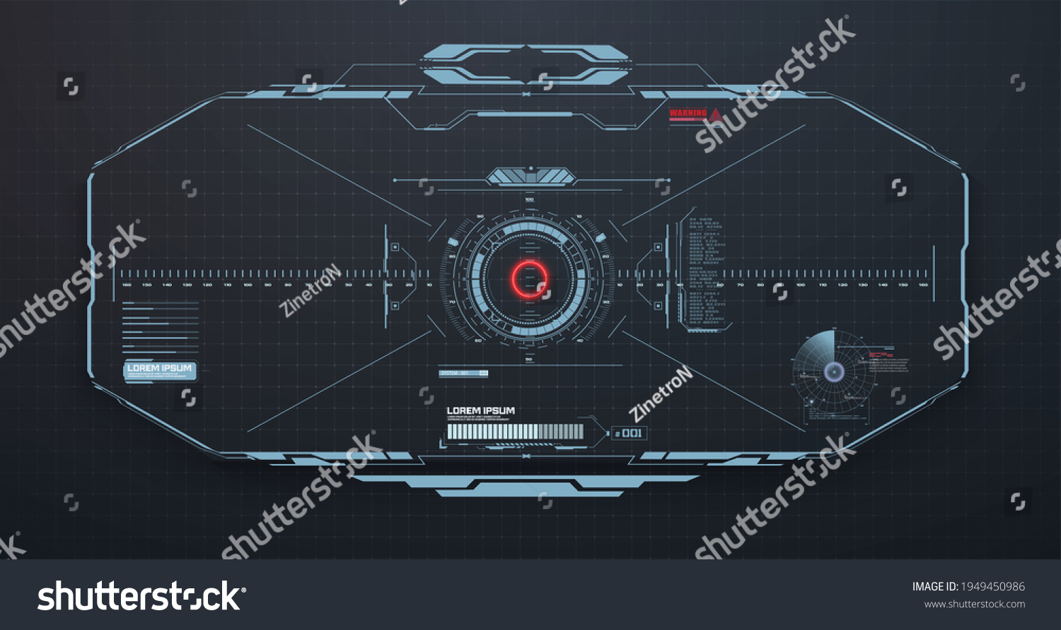 HUD GUI Modern Aiming System with Device tilt level. Futuristic VR Head ...