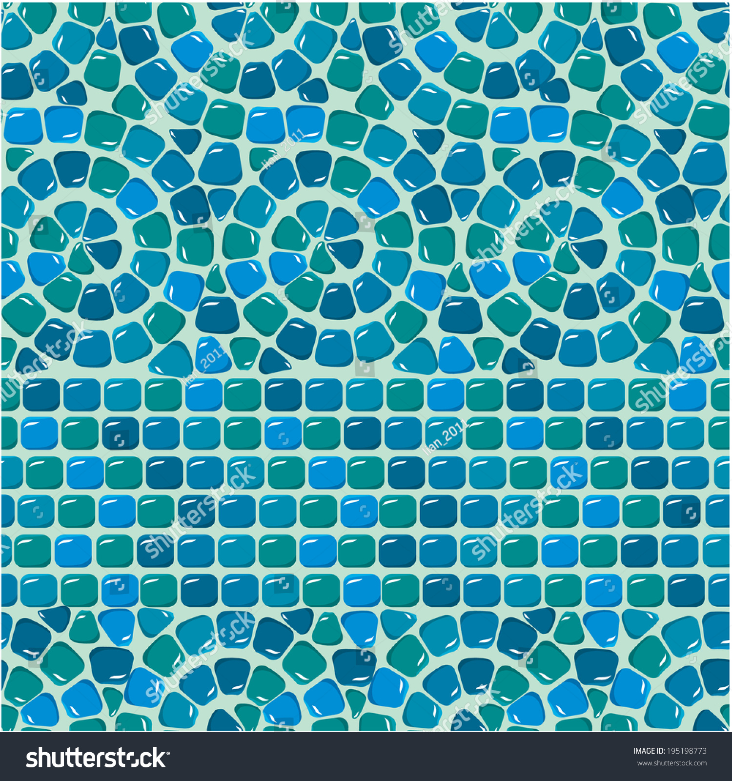 Seamless mosaic pattern - Blue ceramic tile - classical geometric ...