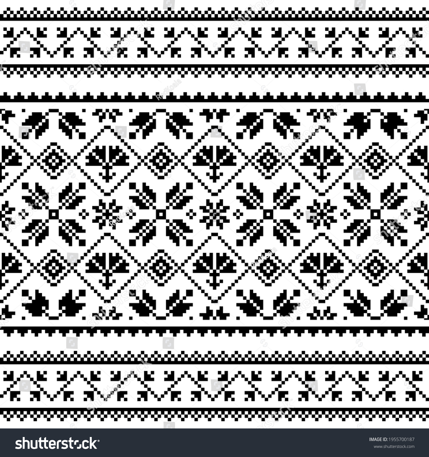 Ukrainian and Belarusian Slavic folk art vector seamless pattern or ...