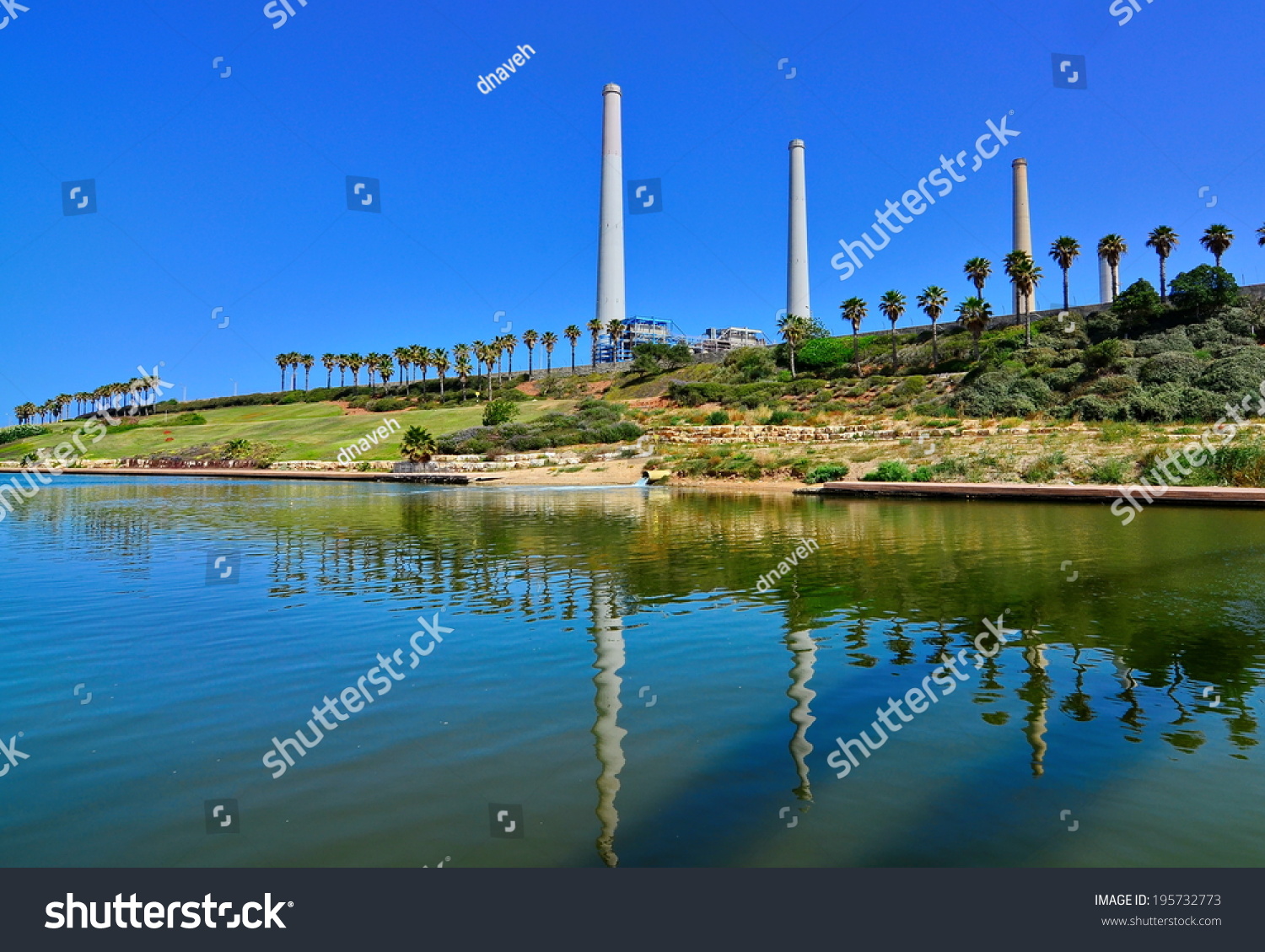 The Orot Rabin (formerly Maor David) power plant in Hadera Israel with ...