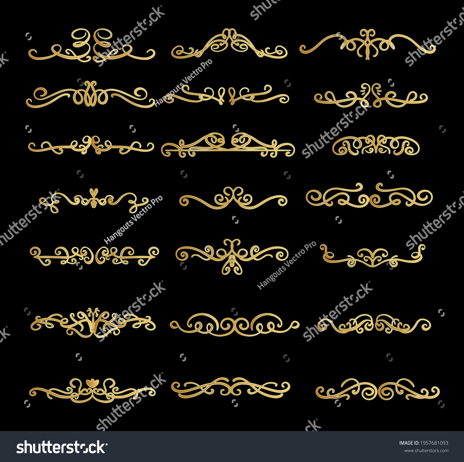 Set of elegant design elements for decorative isolated editable ...