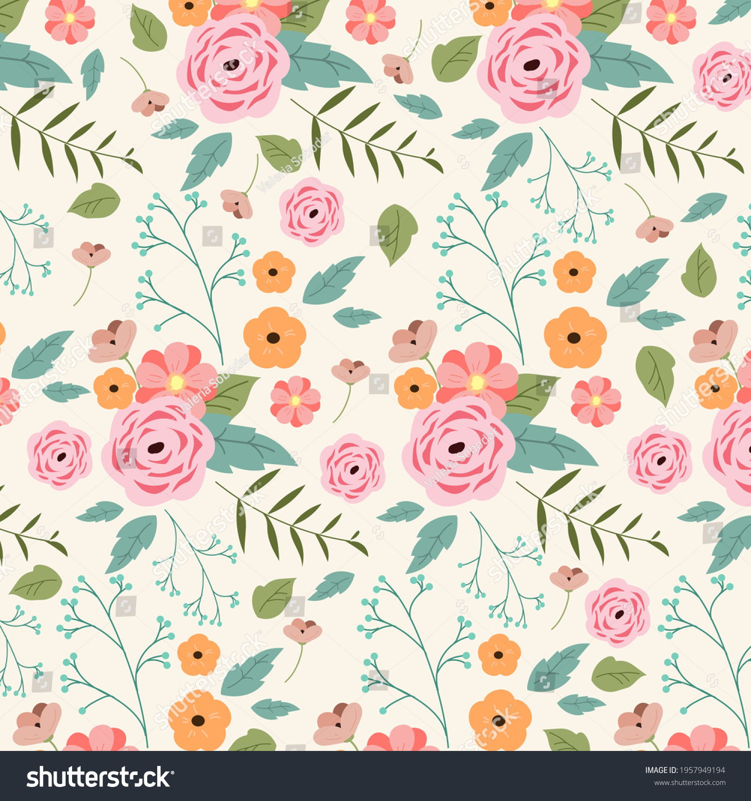 Floral pattern with small flowers. Plant design for fabric cloth design ...