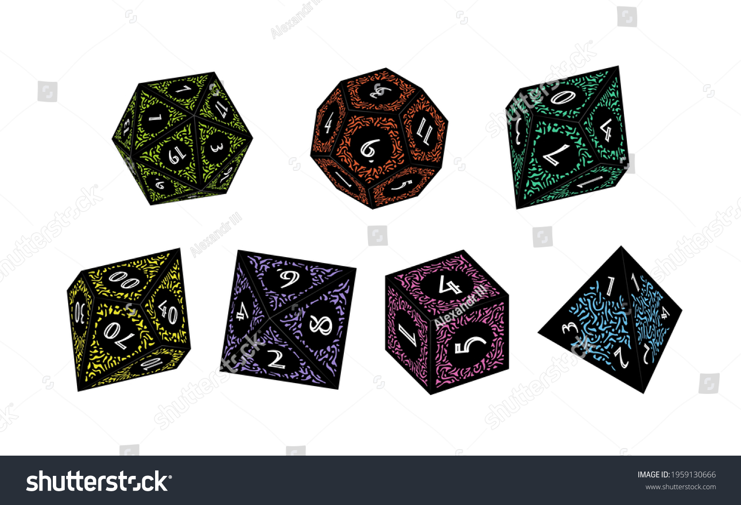 D4 D6 D8 D10 D12 and D20 Isometric Dice for Boardgames_站酷海洛_正版图片_视频_字体_音乐素材交易平台_站酷旗下品牌