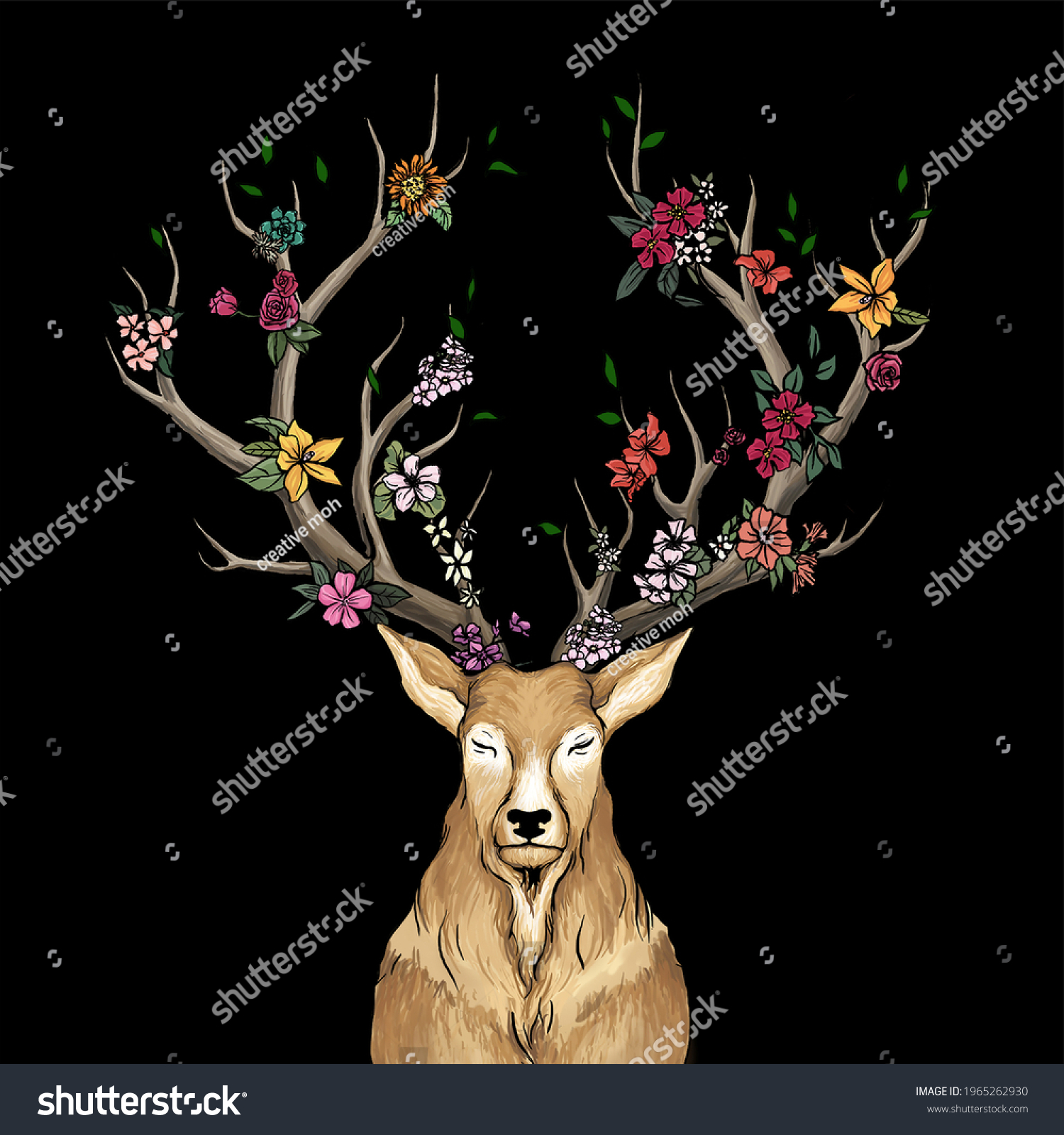 A flower that blooms with deer horns_站酷海洛_正版图片_视频_字体_音乐素材交易平台_站酷旗下品牌