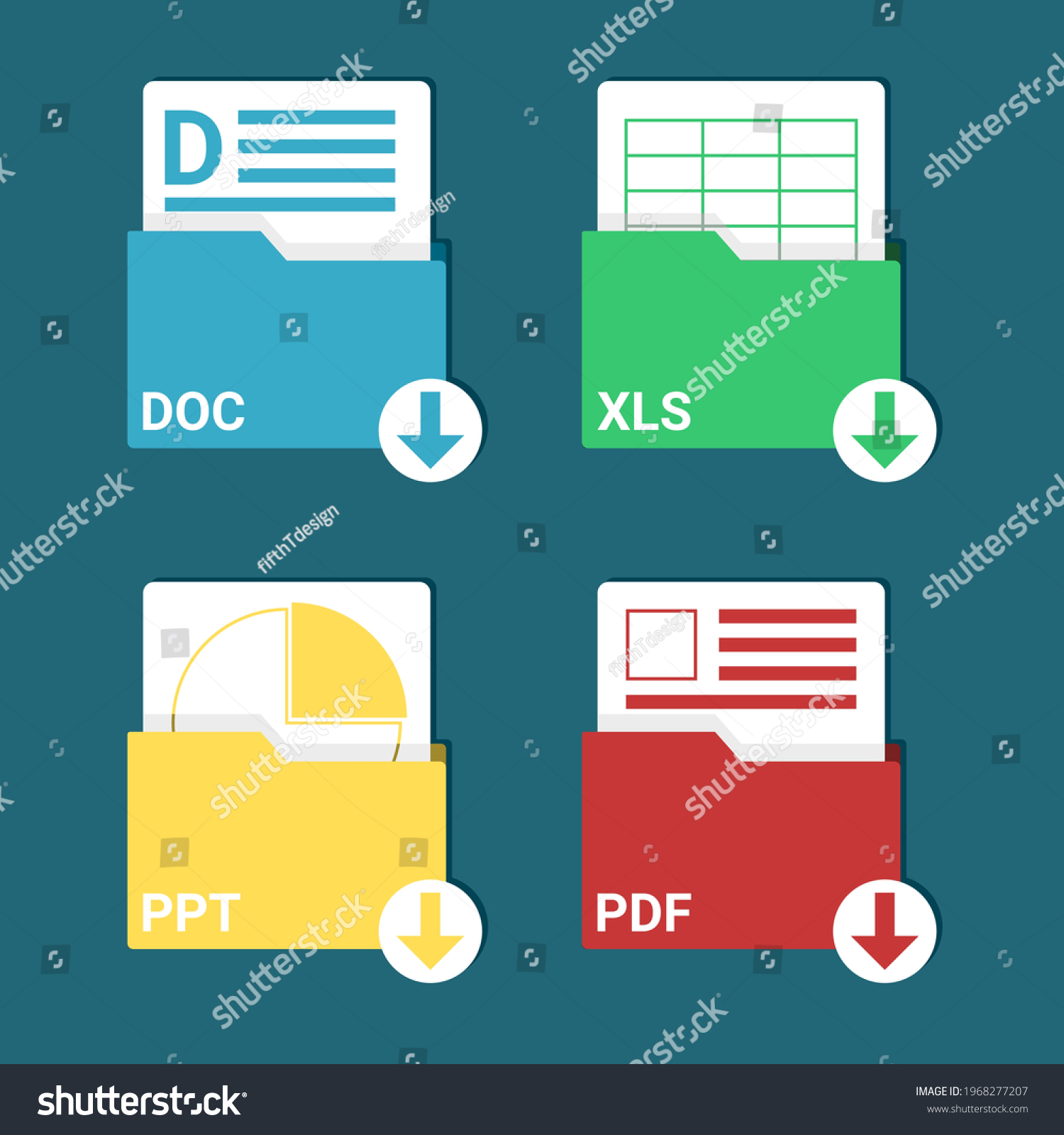 set of file format.DOC XLS PPT and PDF icon. spreadsheet file format ...