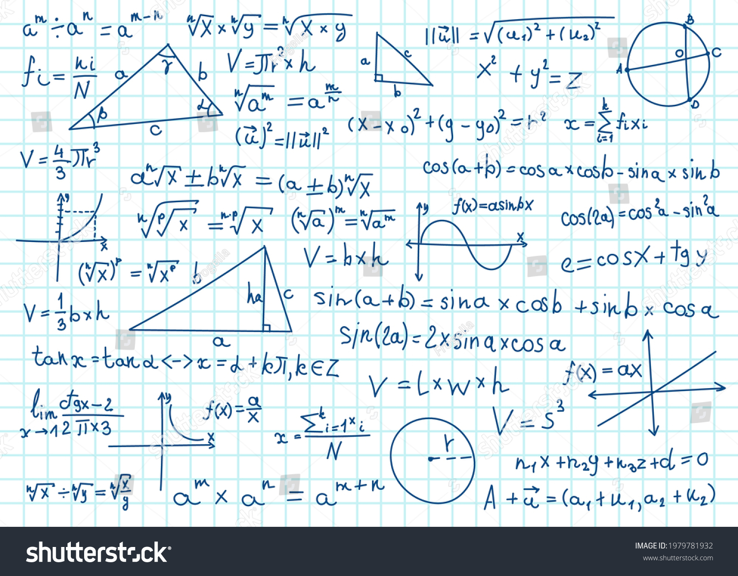 Doodle math formulas. Handwritten mathematical equations schemes on ...
