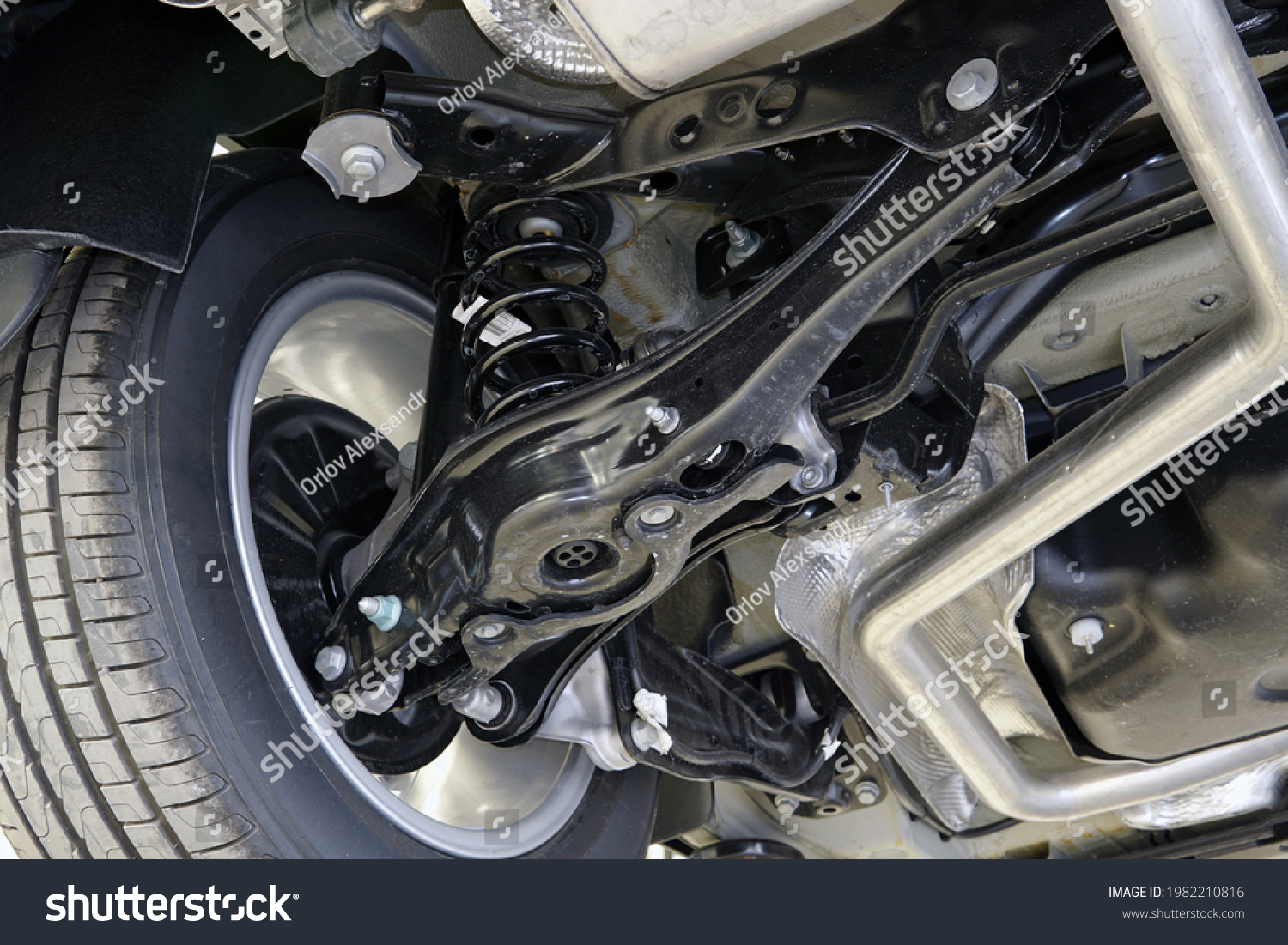 The structure and suspension elements of a modern car. Car service ...