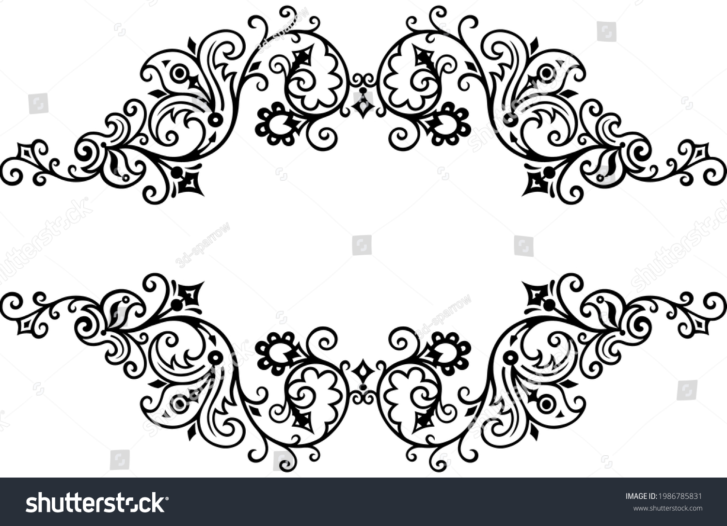 Floral hand drawn vector vintage border. Engraved nature elements and ...
