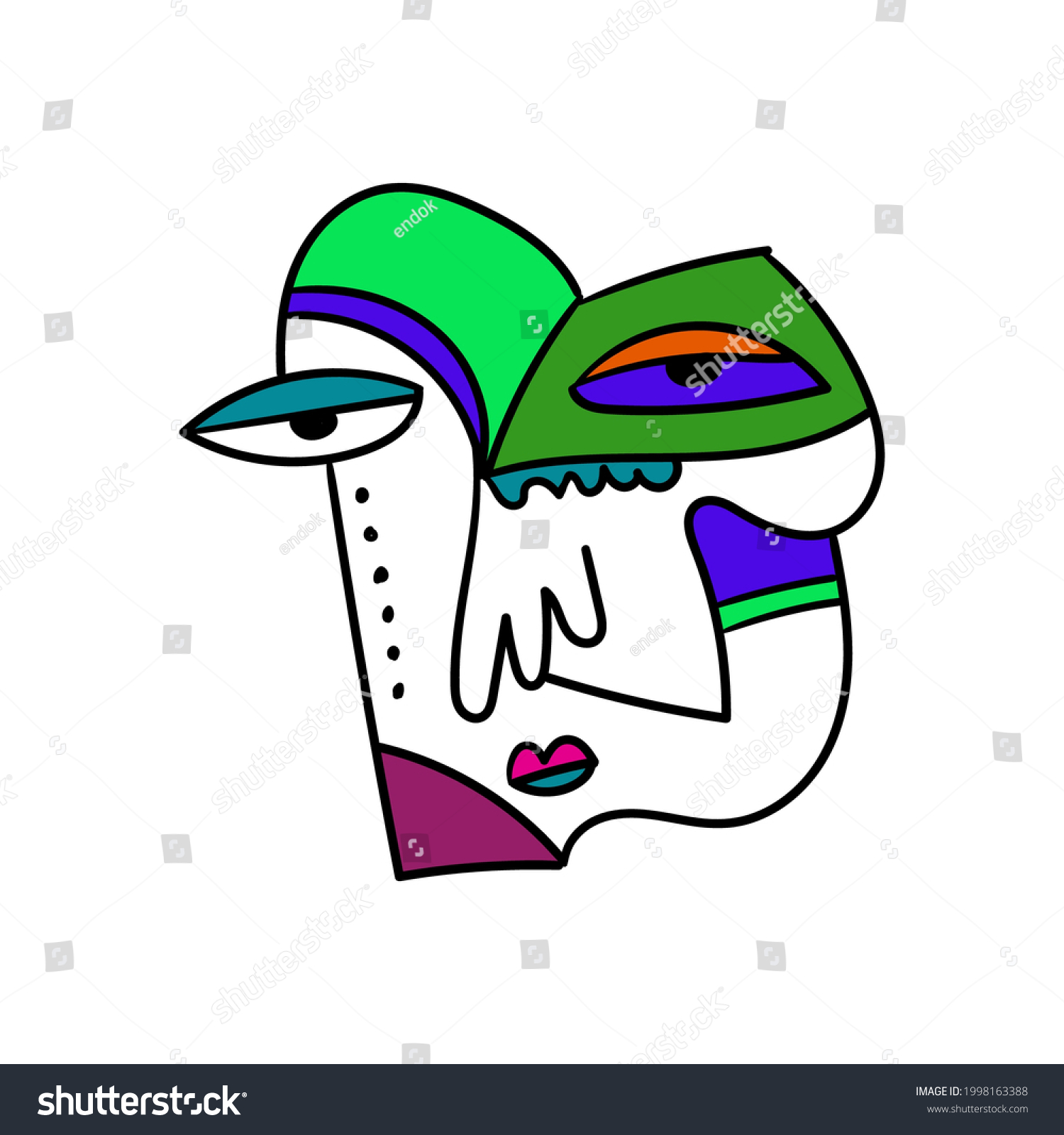 face abstraction art illustration design vector. minimalistic abstract ...