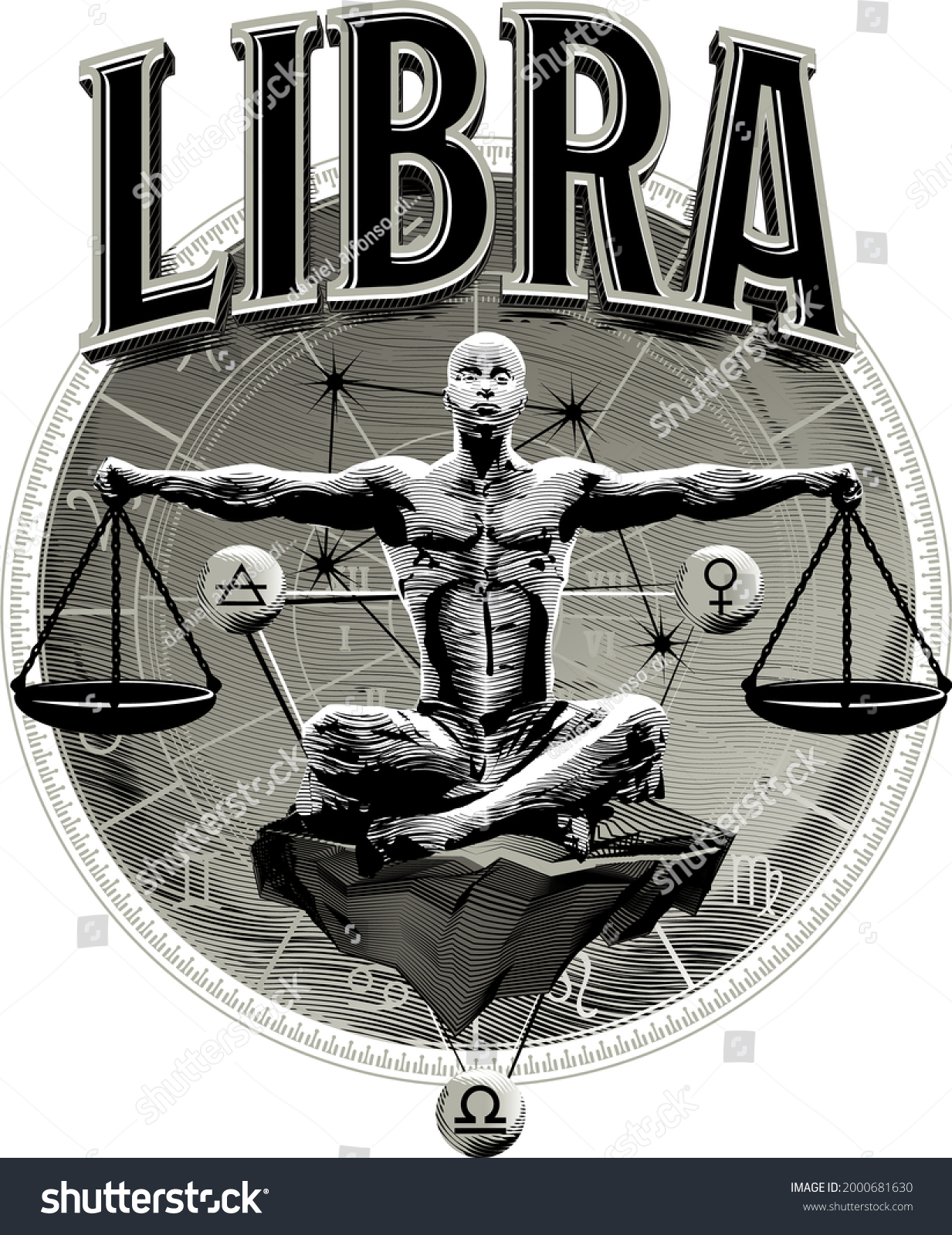 Astrological vector - Hand drawn romantic beautiful line art of zodiac ...