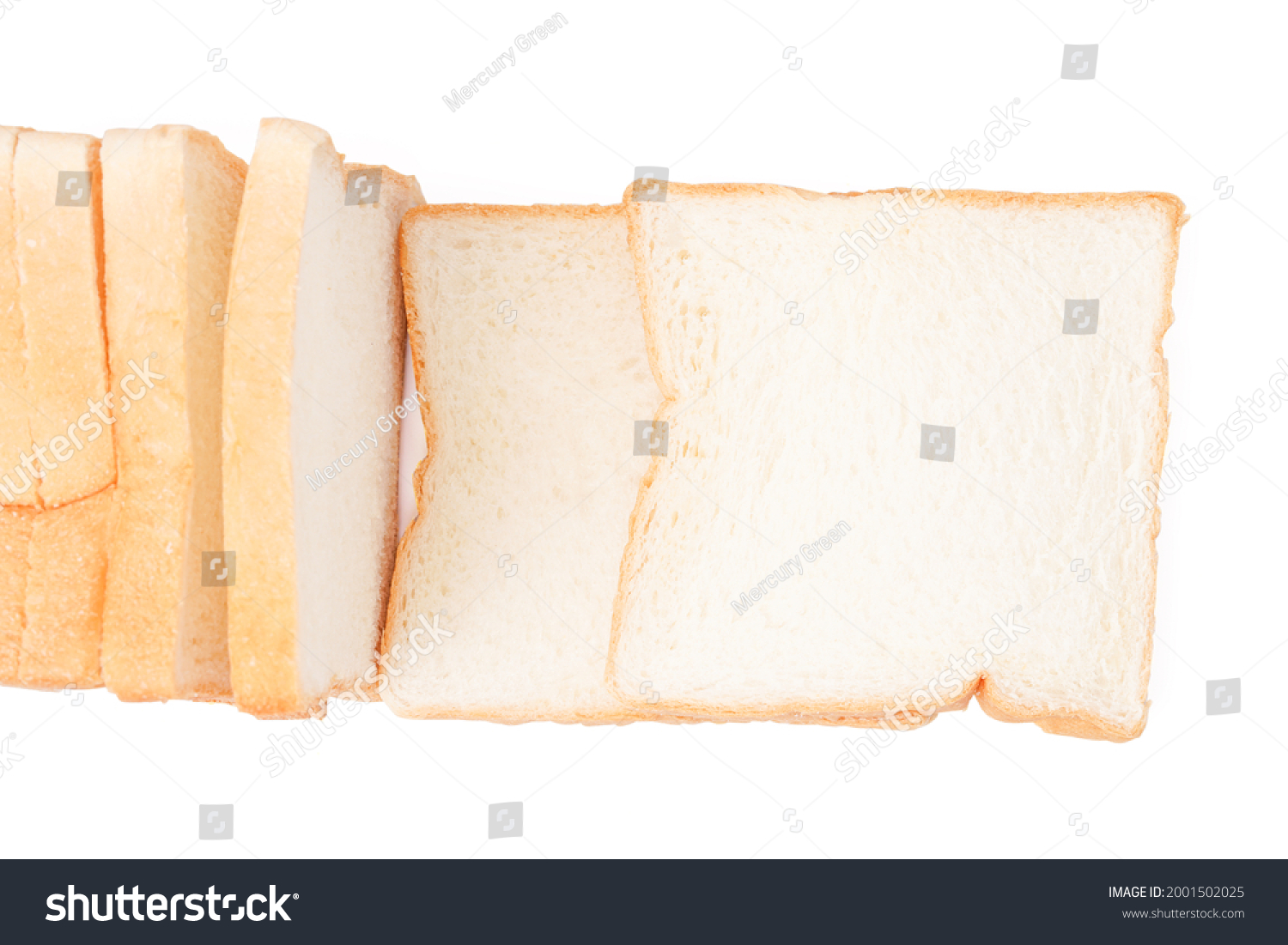 Top view fresh delicious whole wheat bread isolated on a white background. image of cut of loaf ...