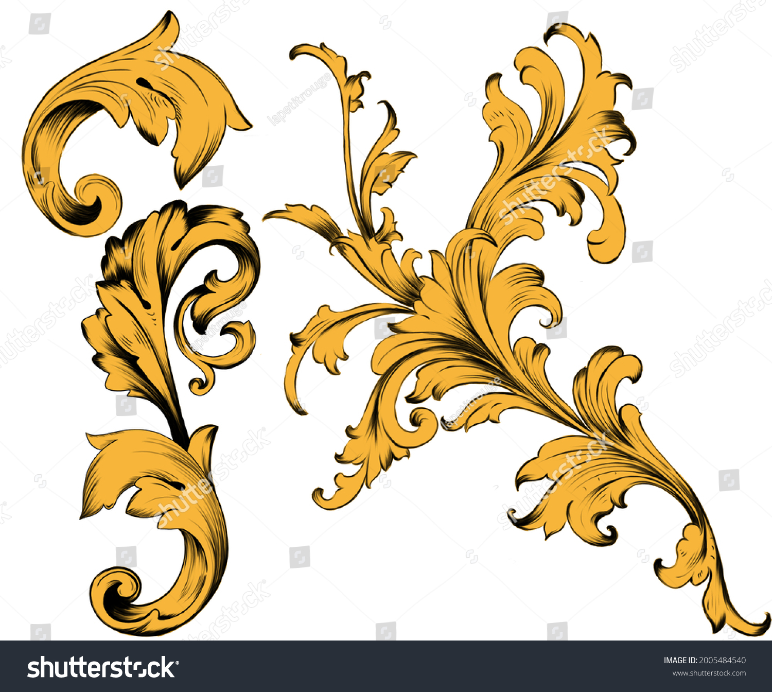 Baroque hand drawing ornament in Rococò style._站酷海洛_正版图片_视频_字体_音乐素材交易平台 ...