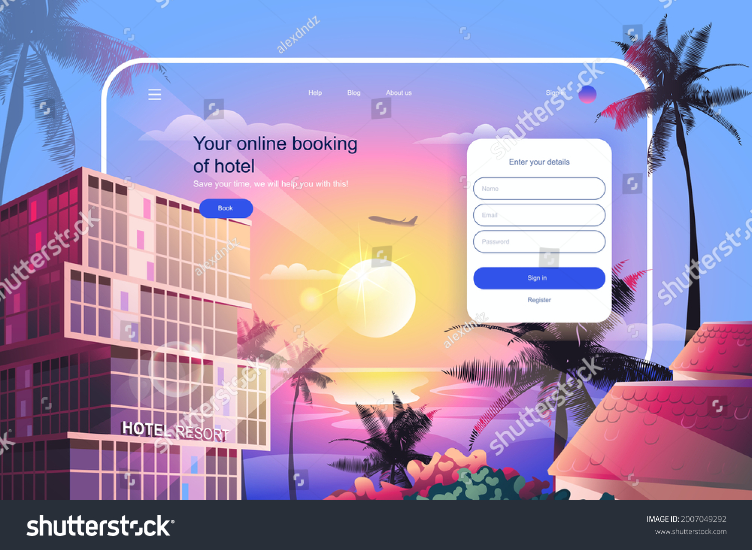 Online booking of hotel concept. Room and apartment reservation service ...