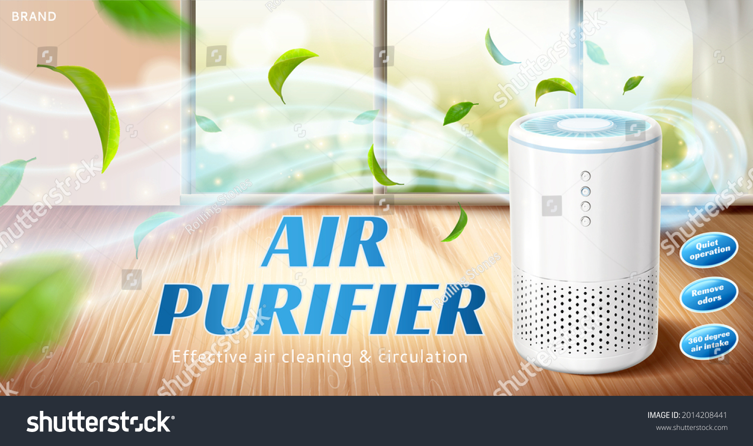 3d white air purifier machine for home. Fresh air flows out of air ...