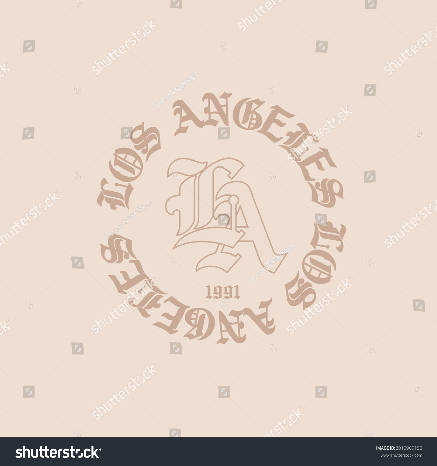 Gothic Los Angeles L.A slogan print with ancient font text for man and ...
