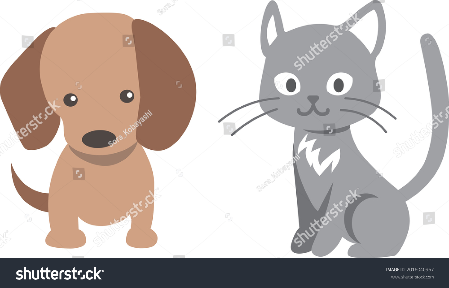 Simple dogs and cats without outlines. Flat illustration._站酷海洛_正版图片_视频 ...