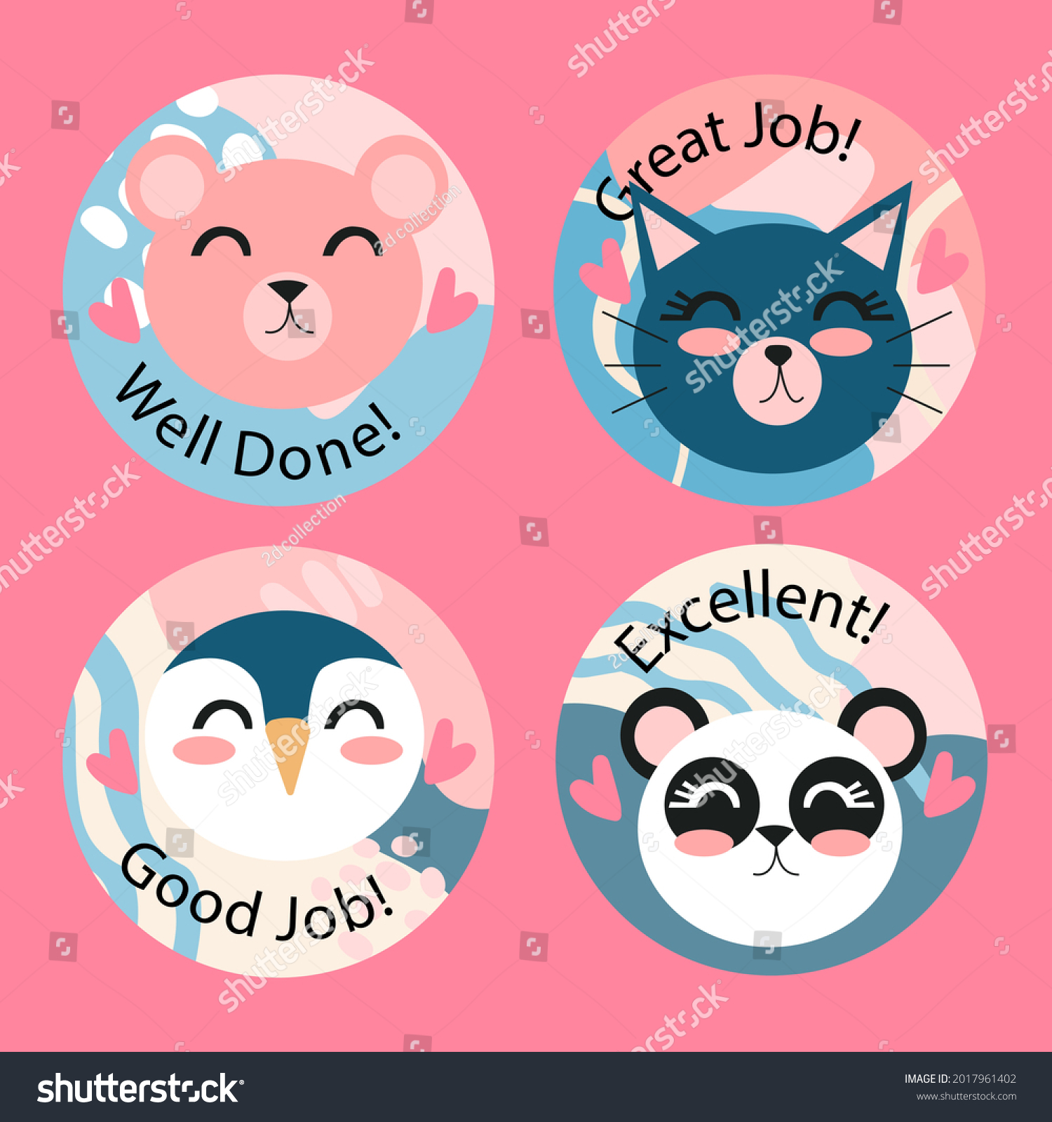 Job and great job stickers logo. School reward encouragement sign stamp ...